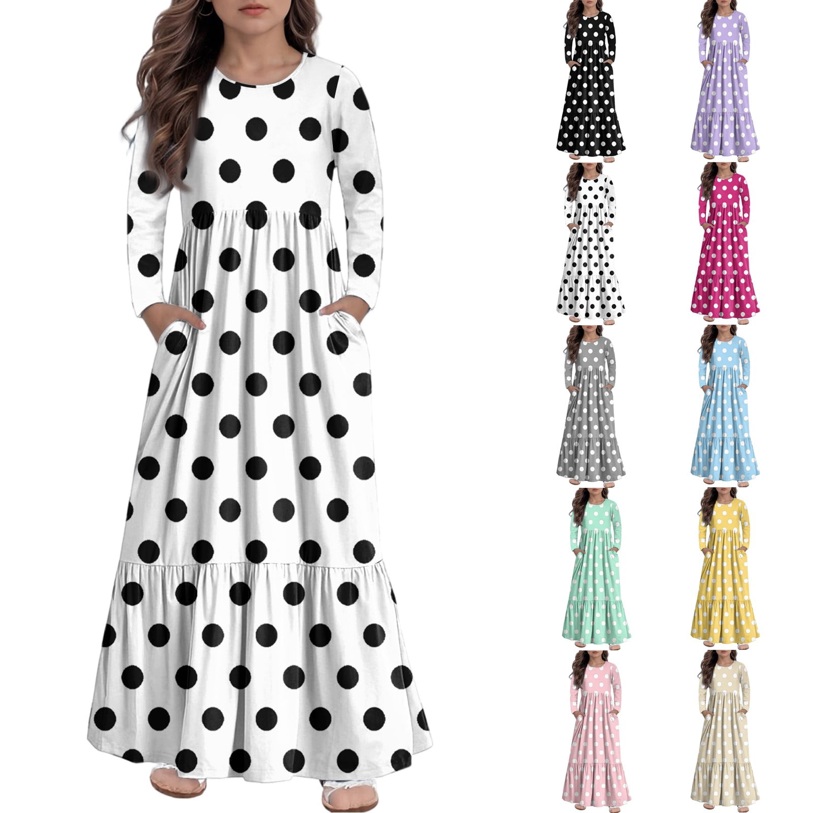 Drmagiyhm Maxi Dresses for Girl 2025 Size 10-12 Long-Sleeve Tiered ...