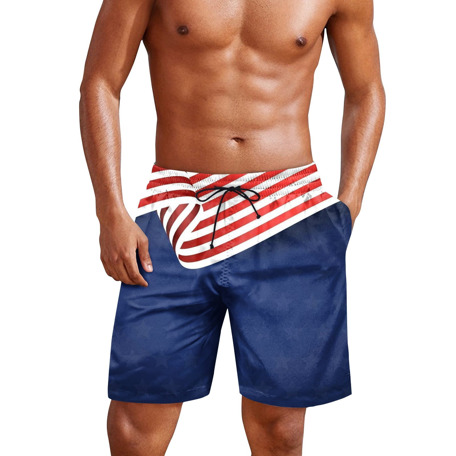 Drmagiyhm Men's Swim Trunks Flag Bathing Suits Independence Day Suit ...