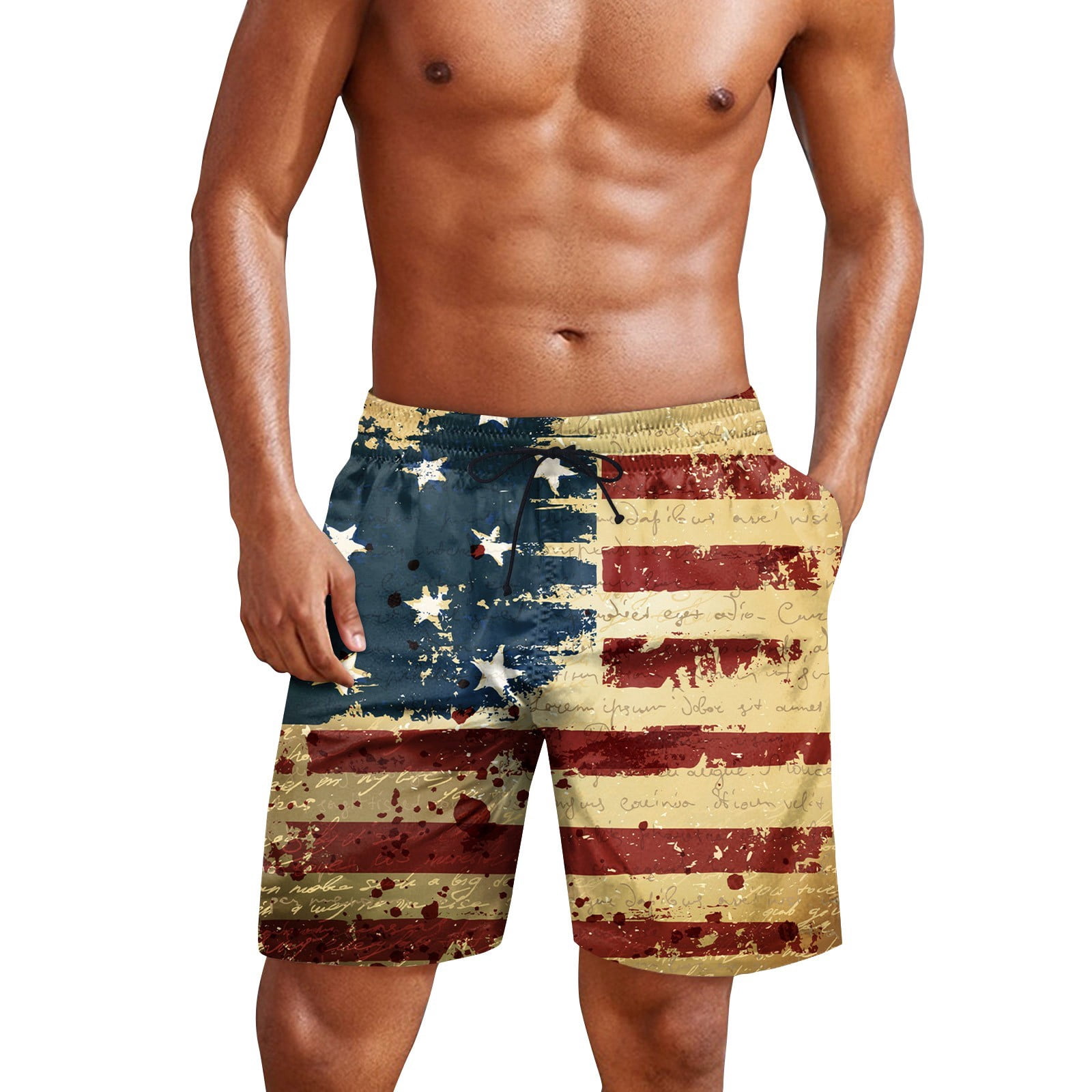 Drmagiyhm Men's Swim Trunks July 4th Independence Day Suit Beach ...