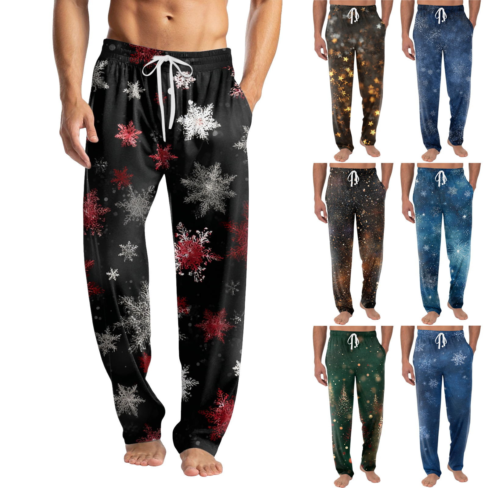 Drmagiyhm Pajama Pants for Men Cute Christmas Print Lounge Pants Autumn ...