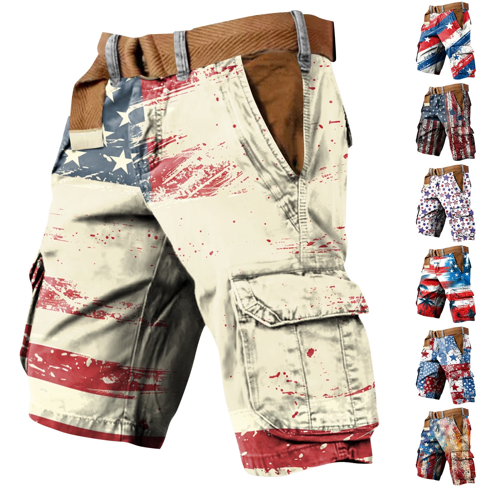 Drmagiyhm Patriotic Shorts for Men Athletic Baggy Wide legs Shorts ...