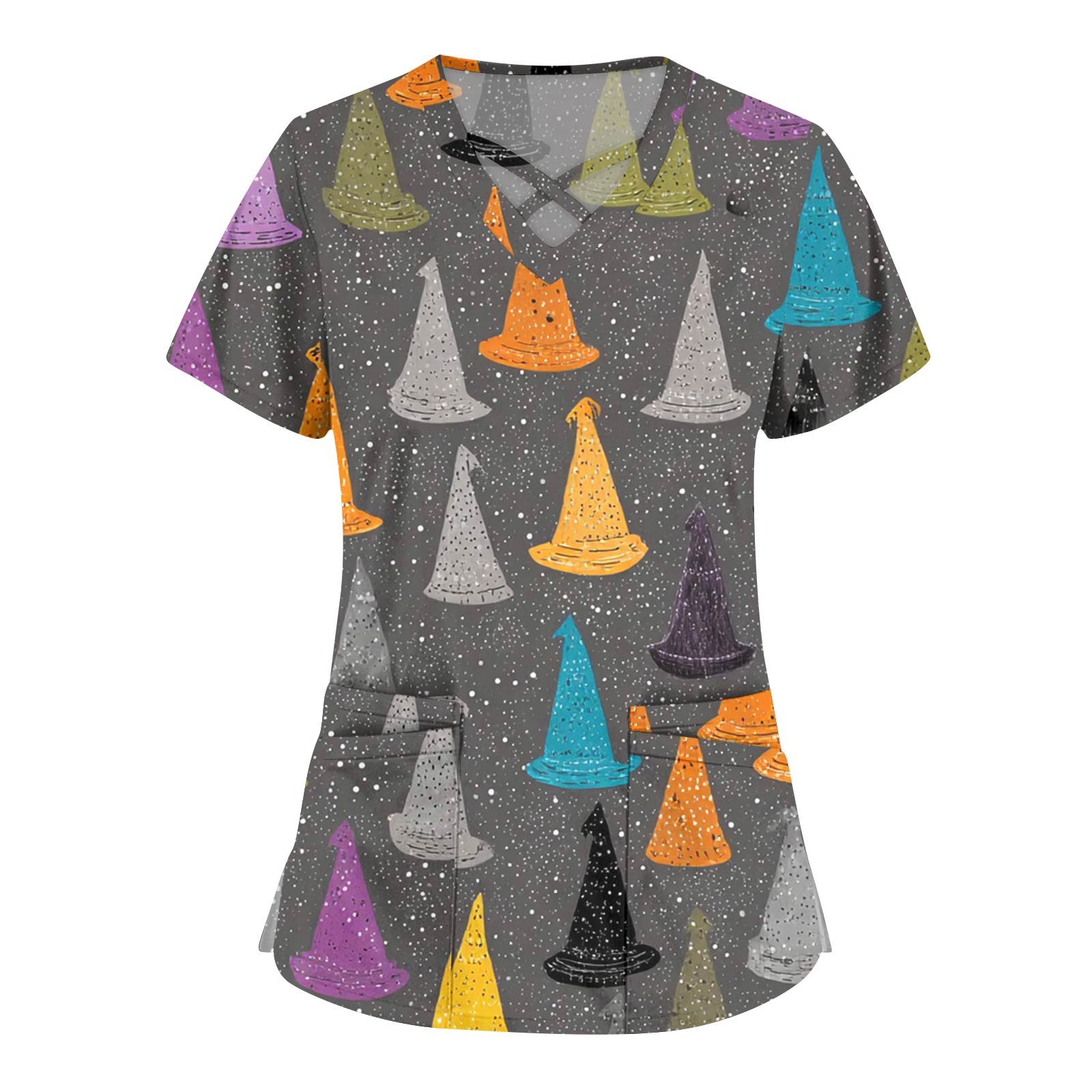Drmagiyhm Plus Size Scrubs for Men Stretch Funny Halloween Shirts V ...