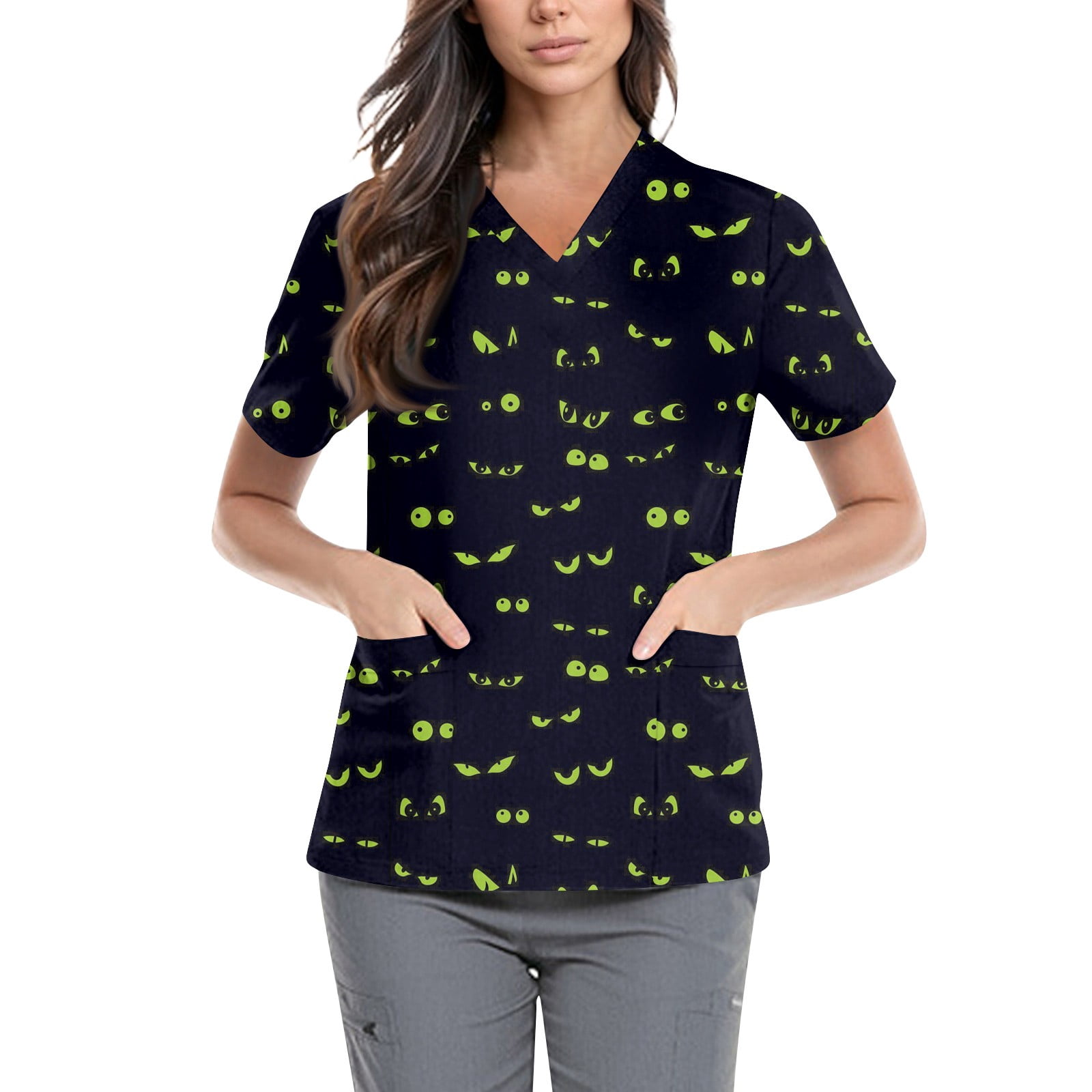 Drmagiyhm Plus Size Scrubs for Men Stretch Funny Halloween Shirts Short ...