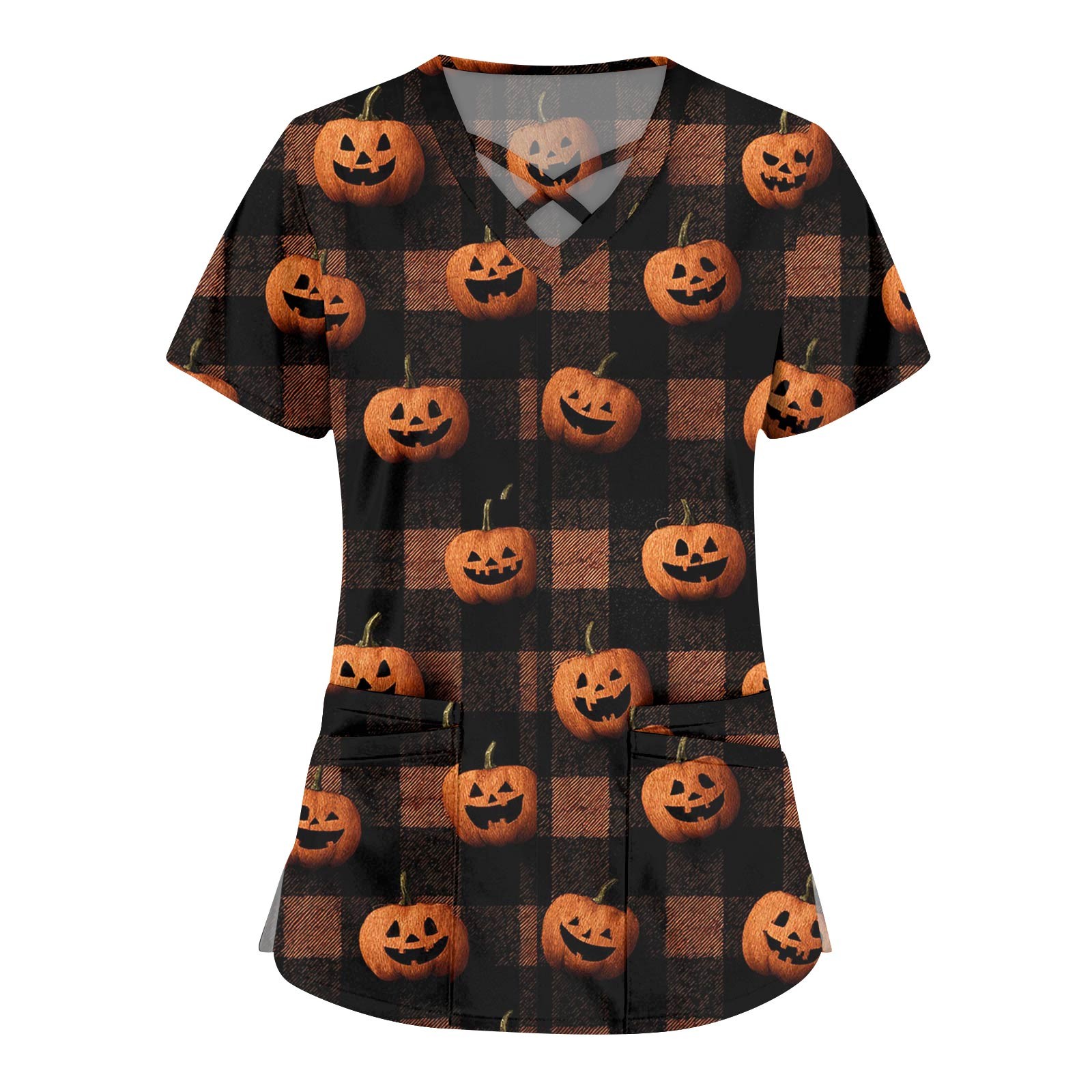 Drmagiyhm Plus Size Scrubs for Men Stretch Short Sleeve Pumpkins ...