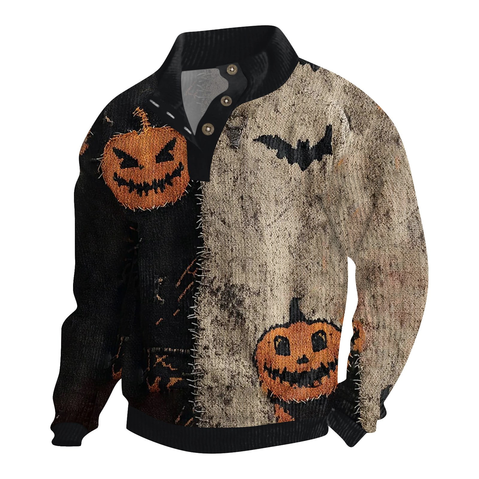 Drmagiyhm Sweatshirts Halloween Men Plus Size Henry Stand Collar Long ...
