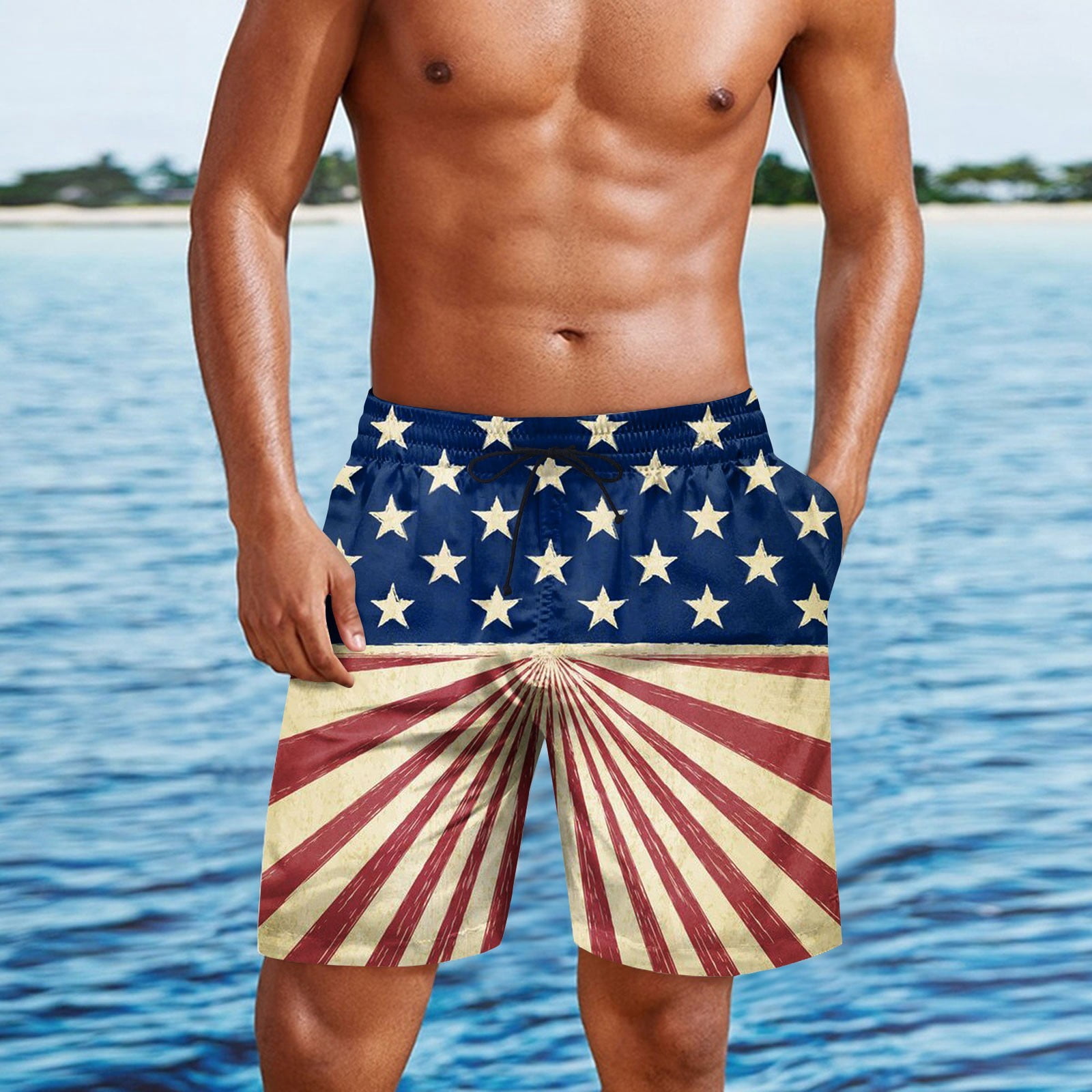 Drmagiyhm Swim Trunks Men 4th Of July Independence Day Suit Bathing ...