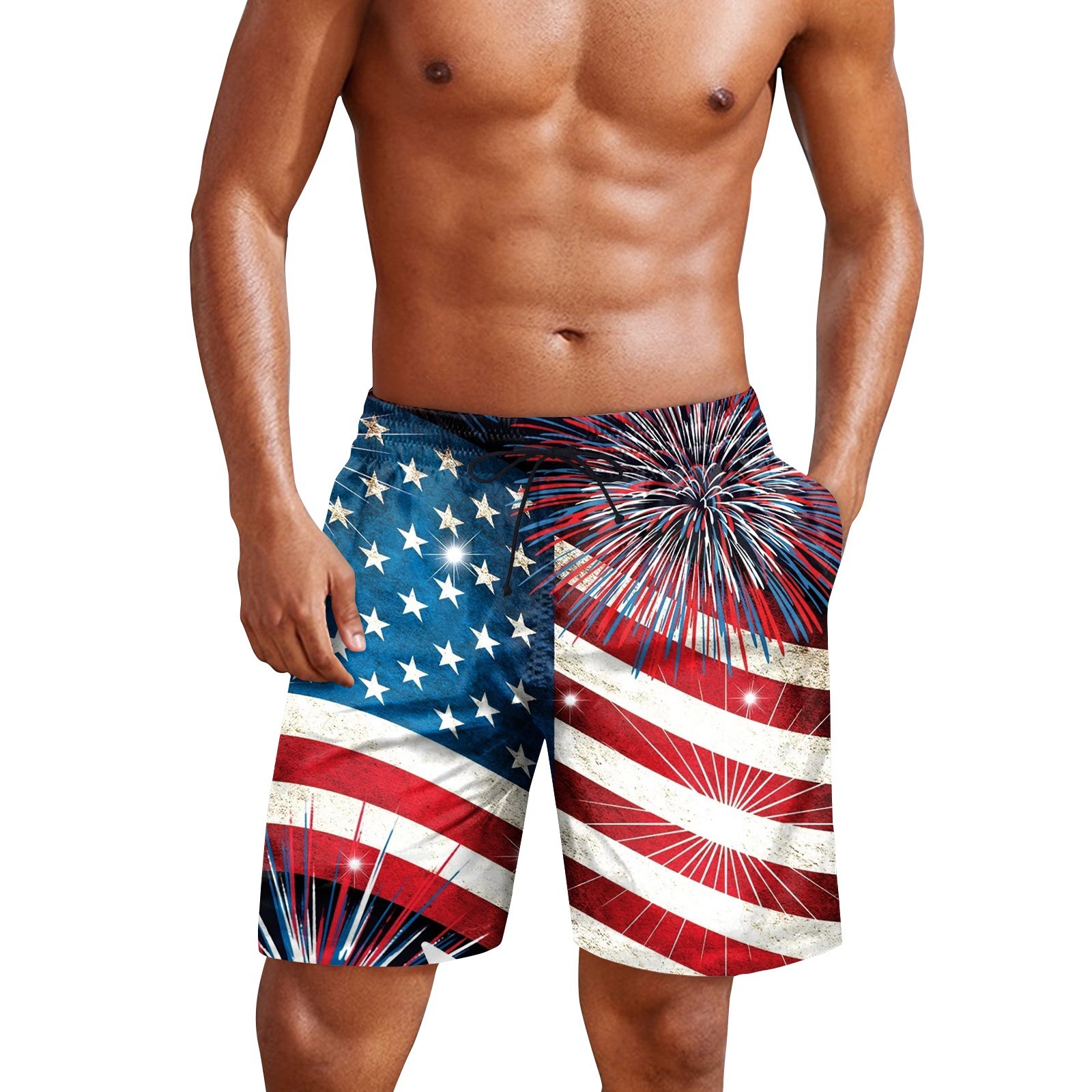 Drmagiyhm Swim Trunks for Men July 4th Independence Day Suit Beach ...