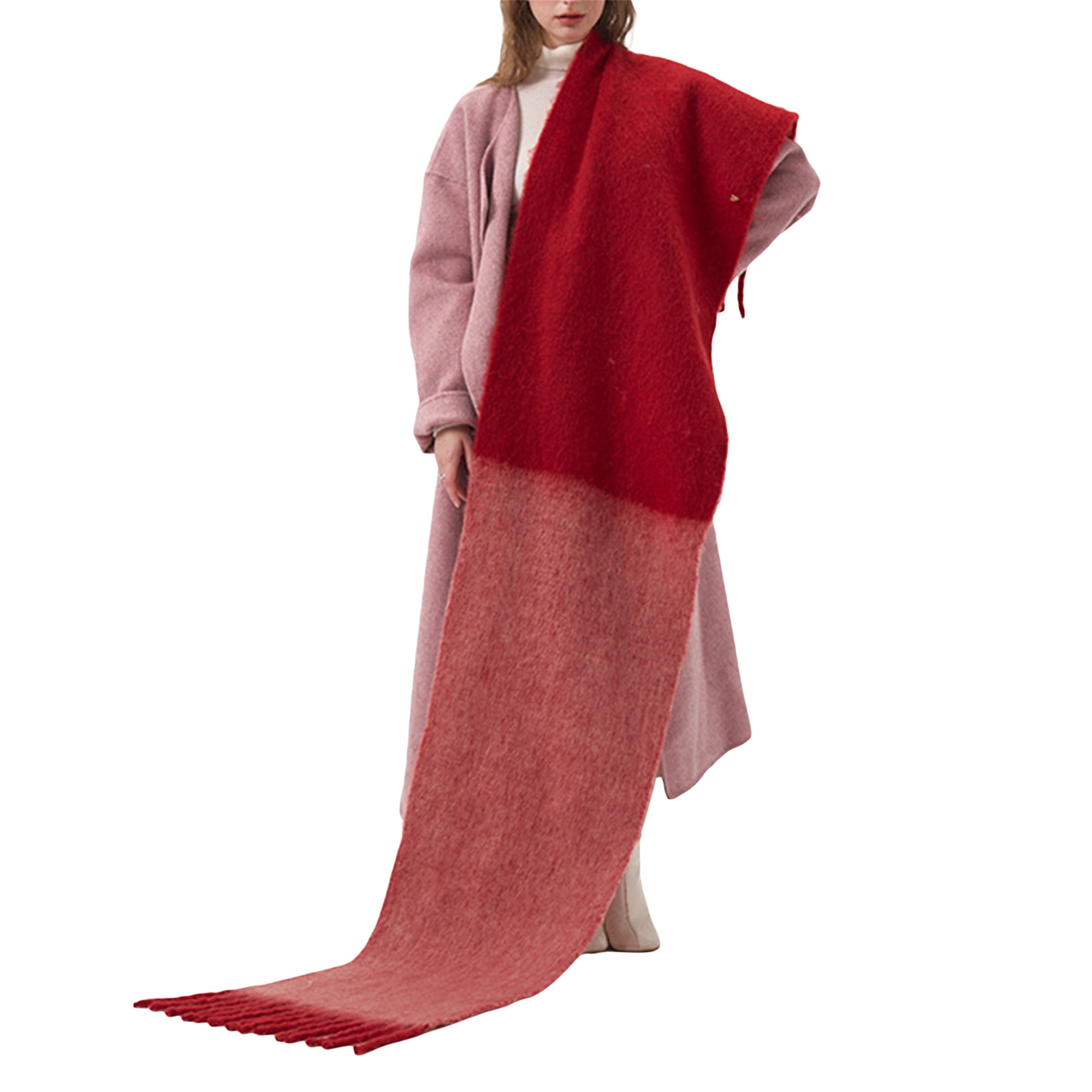 Drnokyasn Women Scarf, Elegant Contrast Color Tasseled Warm Shawl Wrap ...