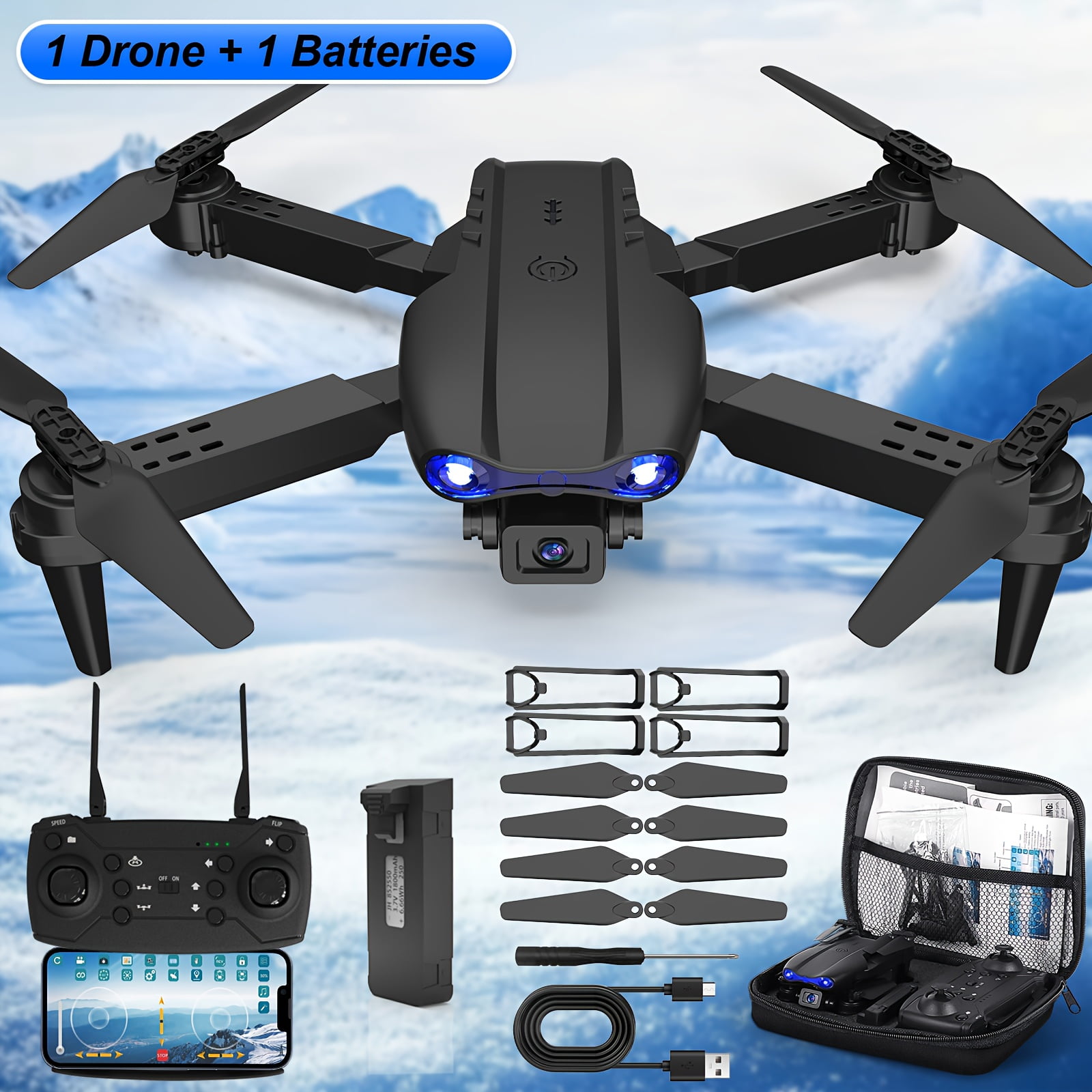 Drone With 1080P Camera For Beginners, Adults, Foldable Remote Control ...