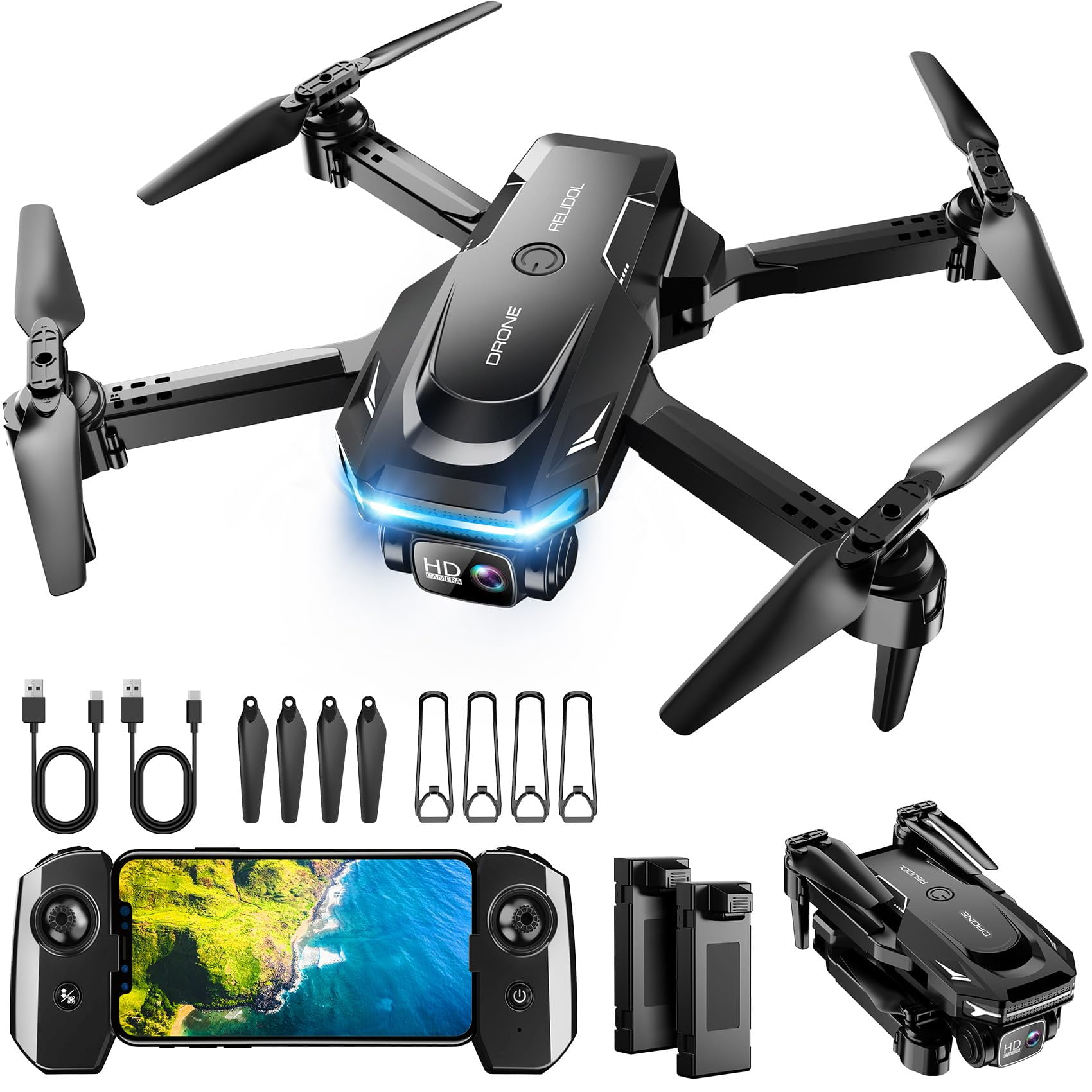 Drone with 1080P Camera - Foldable Remote Control Quadcopter with Voice ...