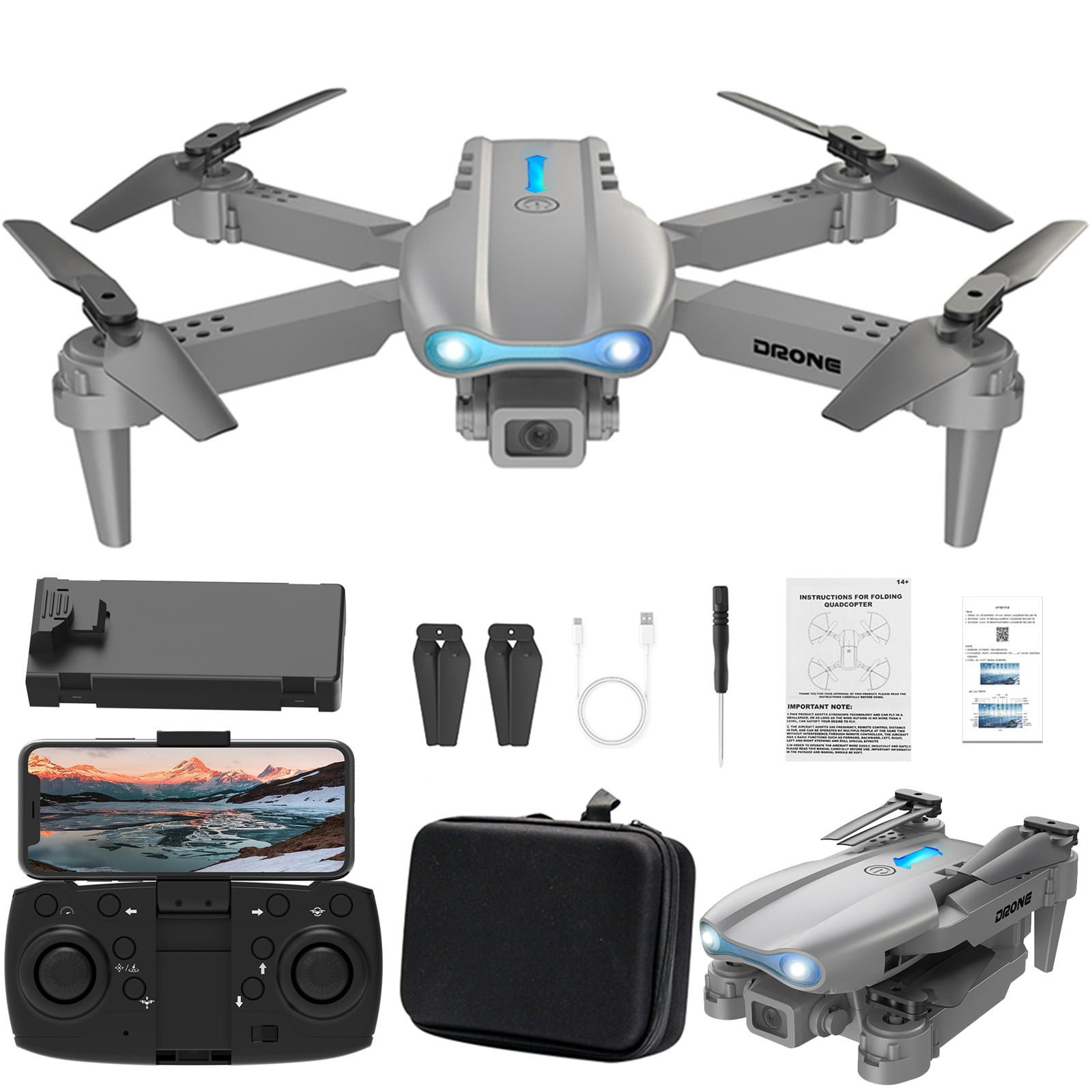 Drone with 1080P FPV Dual Cameras,RC Aircraft Quadcopter with Headless ...