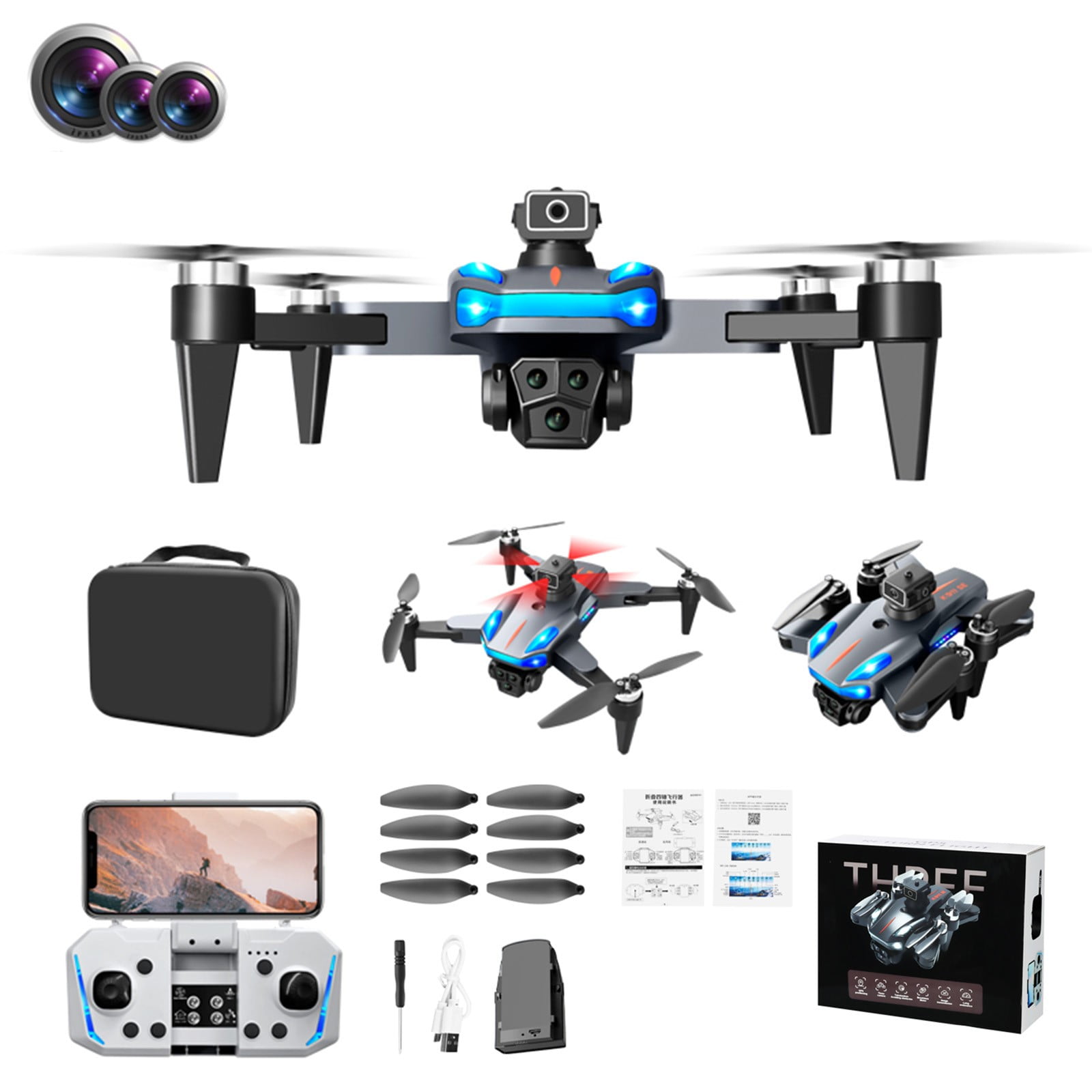Drone with 1080P HD FPV Camera, RC Aircraft Quadcopter with Headless ...