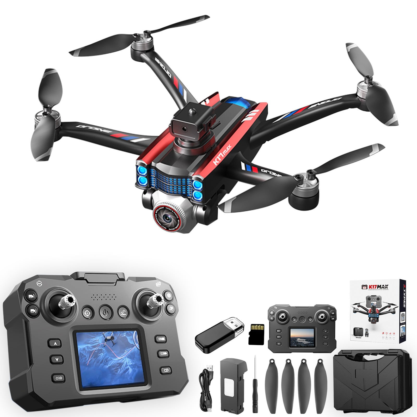 Drone with 1080P Screen Remote Control, Brushless Motor, Altitude Hold ...