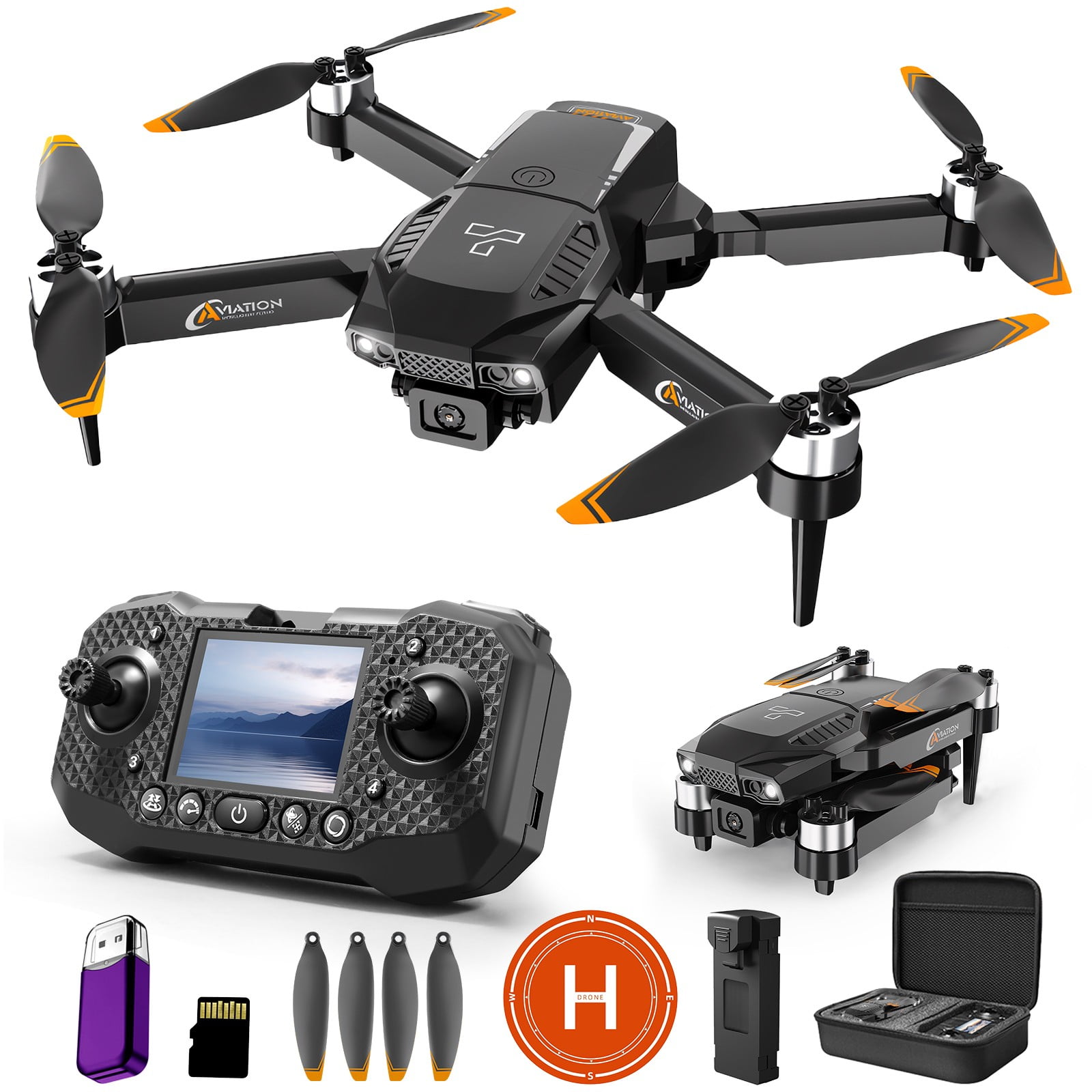 Drone With 1080P Screen Remote Control Brushless Motor And Cool Lights ...