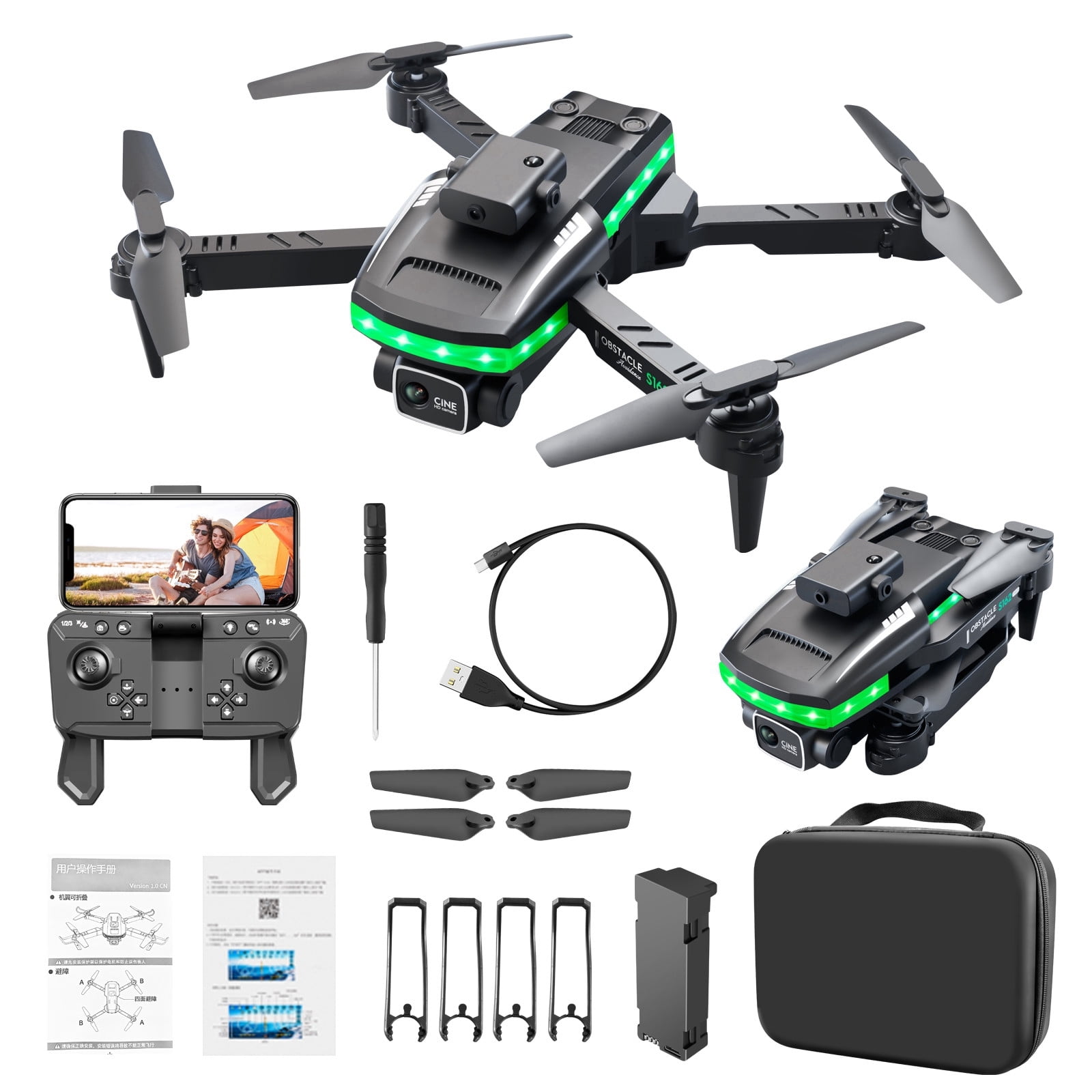 A Drone With 4K Camera Remote Control Led Flash Bar Design Optical Flow ...
