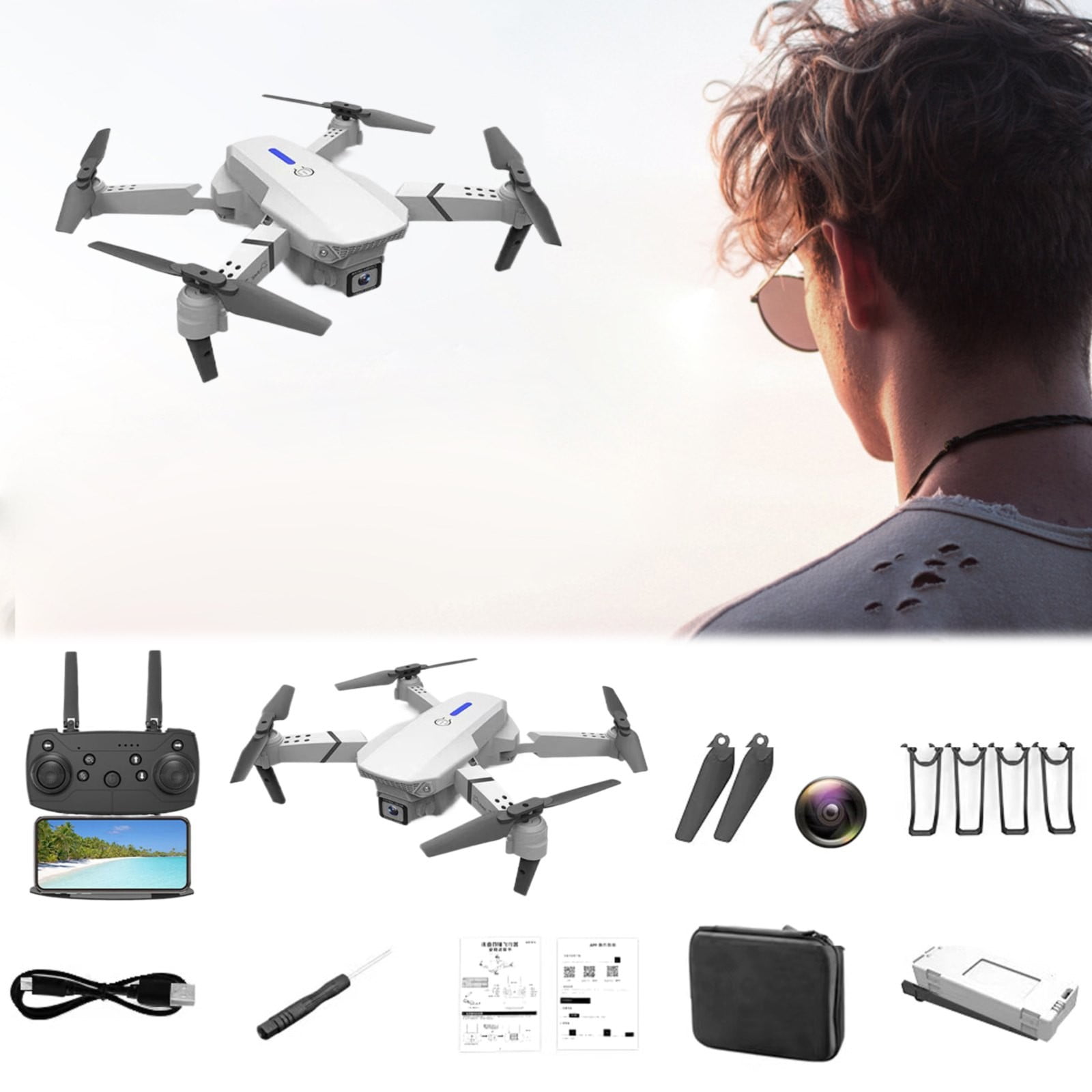 Drone with Camera - 1080P HD Camera Foldable Drone for Beginners and ...