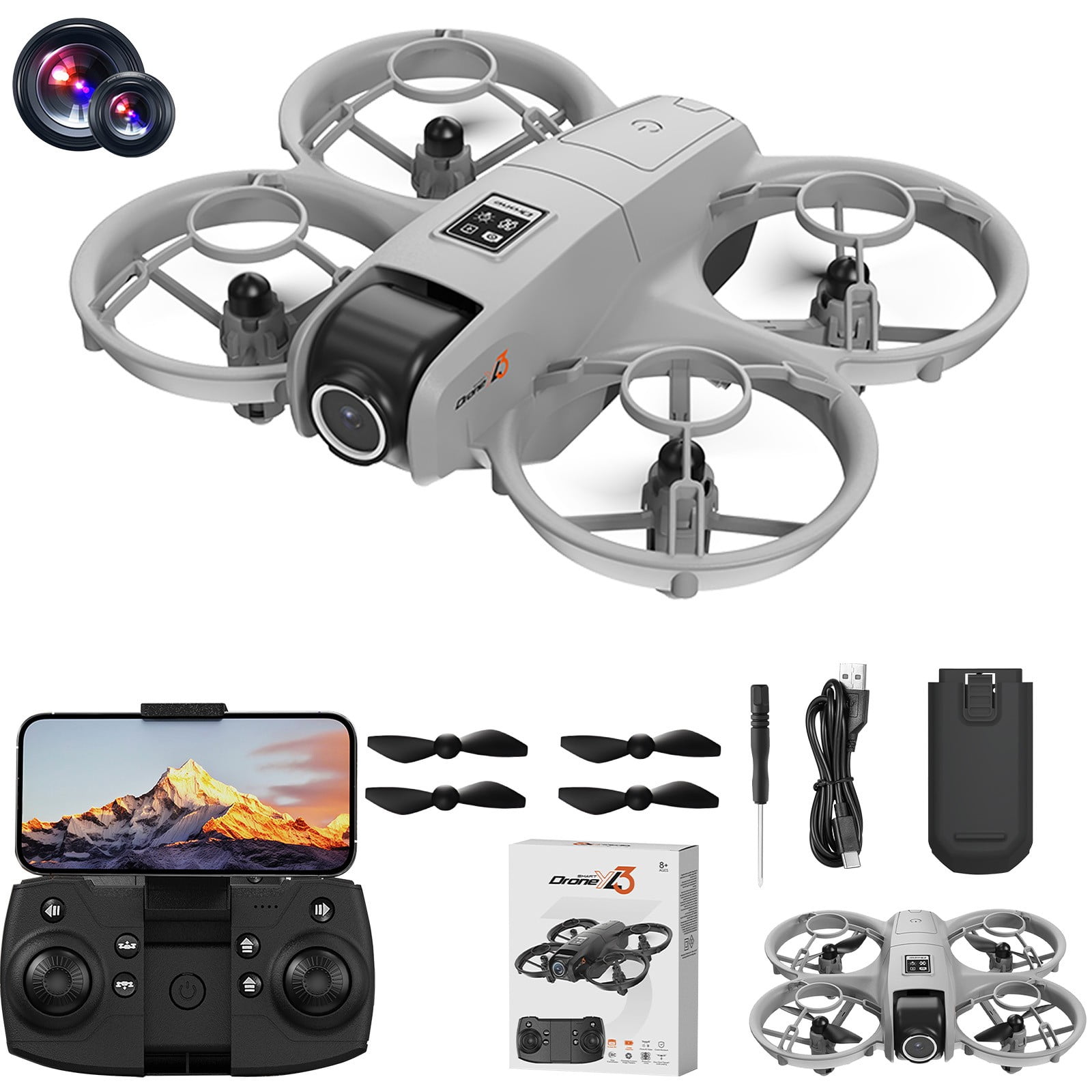 Drone with Camera, Dual Cameras with 180° Adjustable Front Lens, GPS & Laser Obstacle Avoidance ...