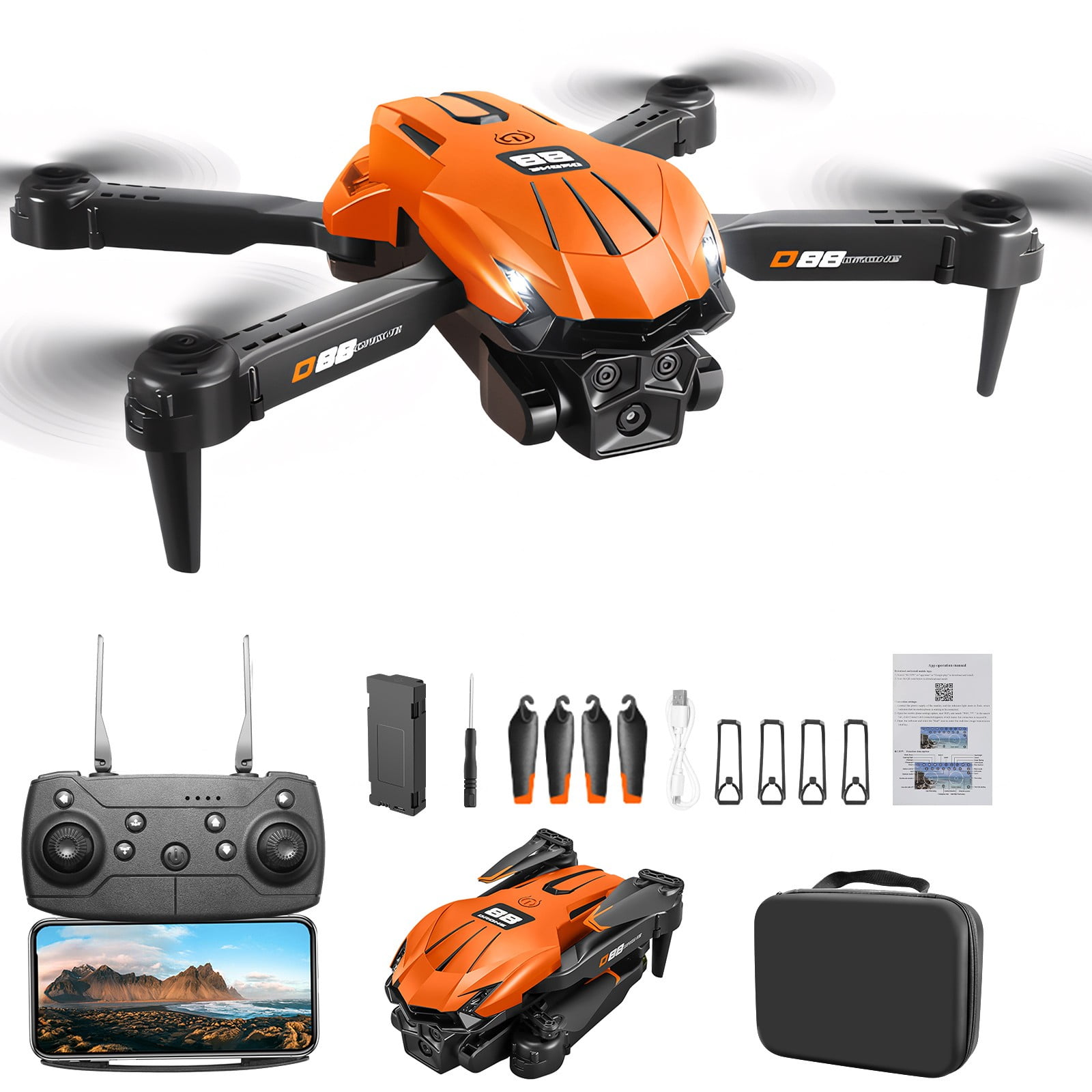 Drone with Camera, Dual Lens Folding RC Quadcopter with WiFi FPV ...