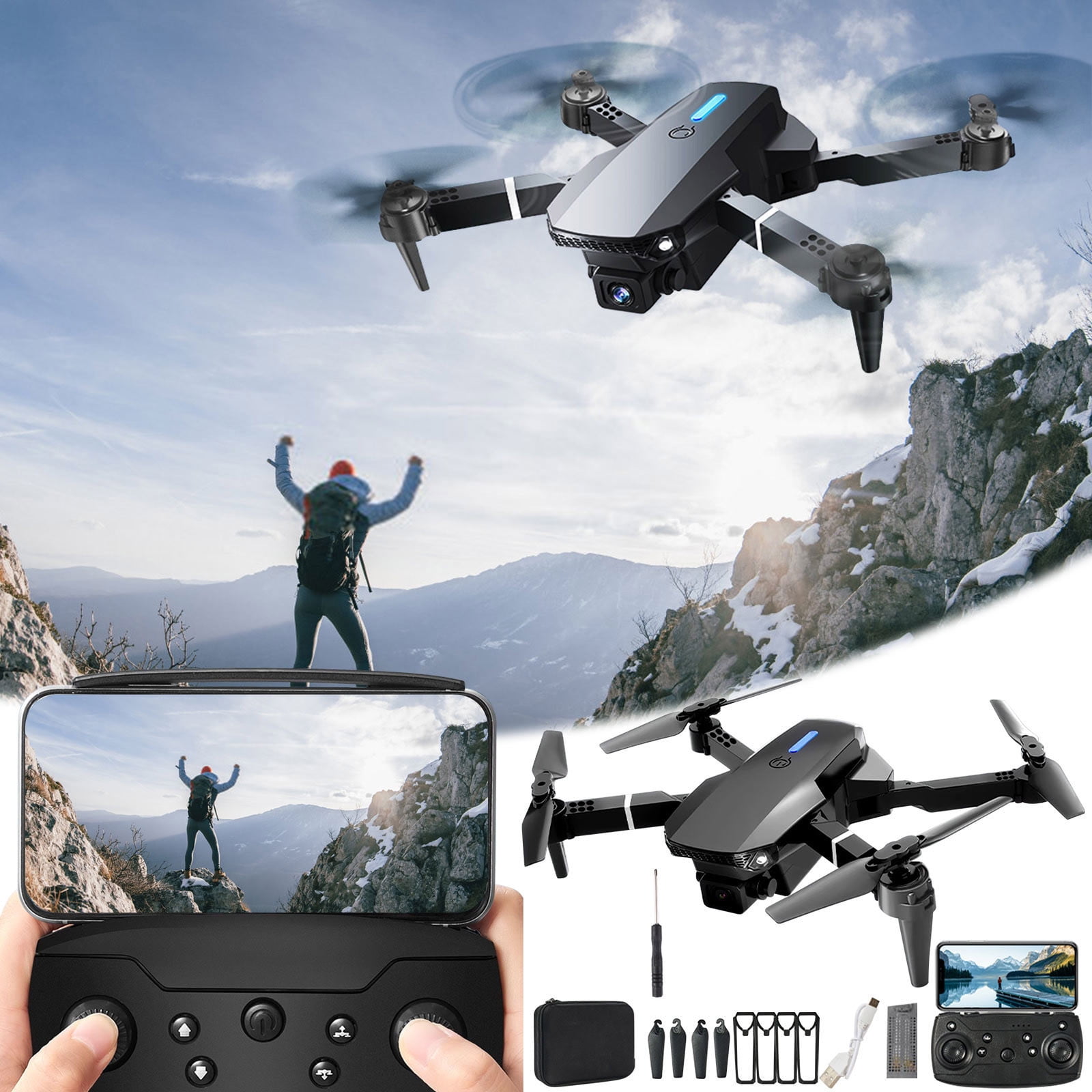 Drone with Double HD Cameras for Adults 4K, Foldable RC Quadcopter ...
