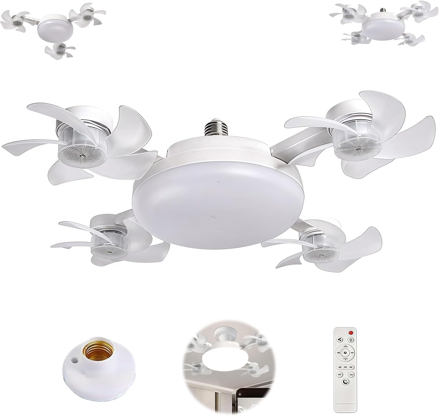 Drone Fan Light, 2 in 1 Hanging Fan with LED Lantern, 4 Head Drone Fans ...