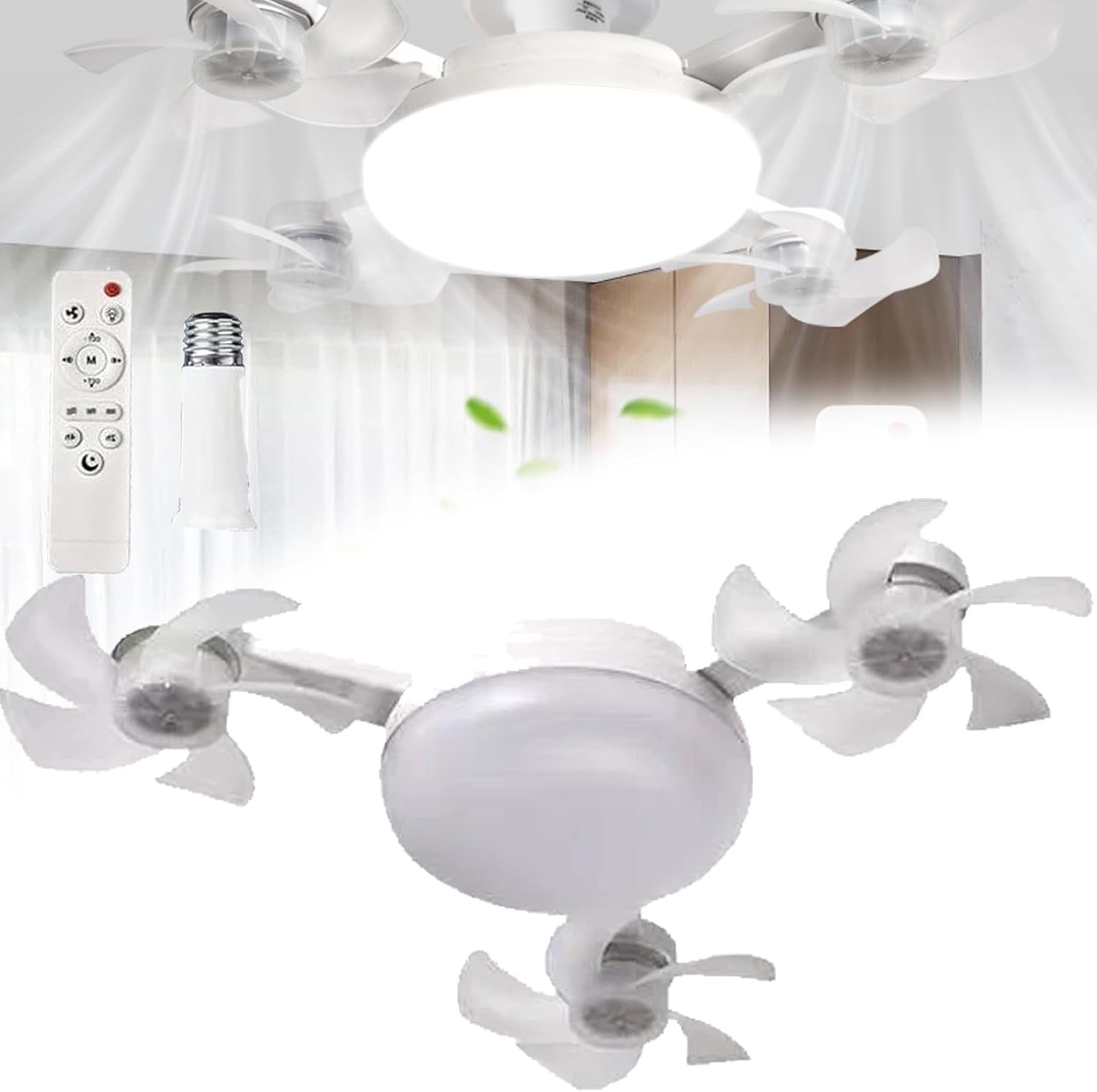 Drone Fan Light, 4 Fan with Lights, 2025 New Upgraded Plug in Ceiling ...