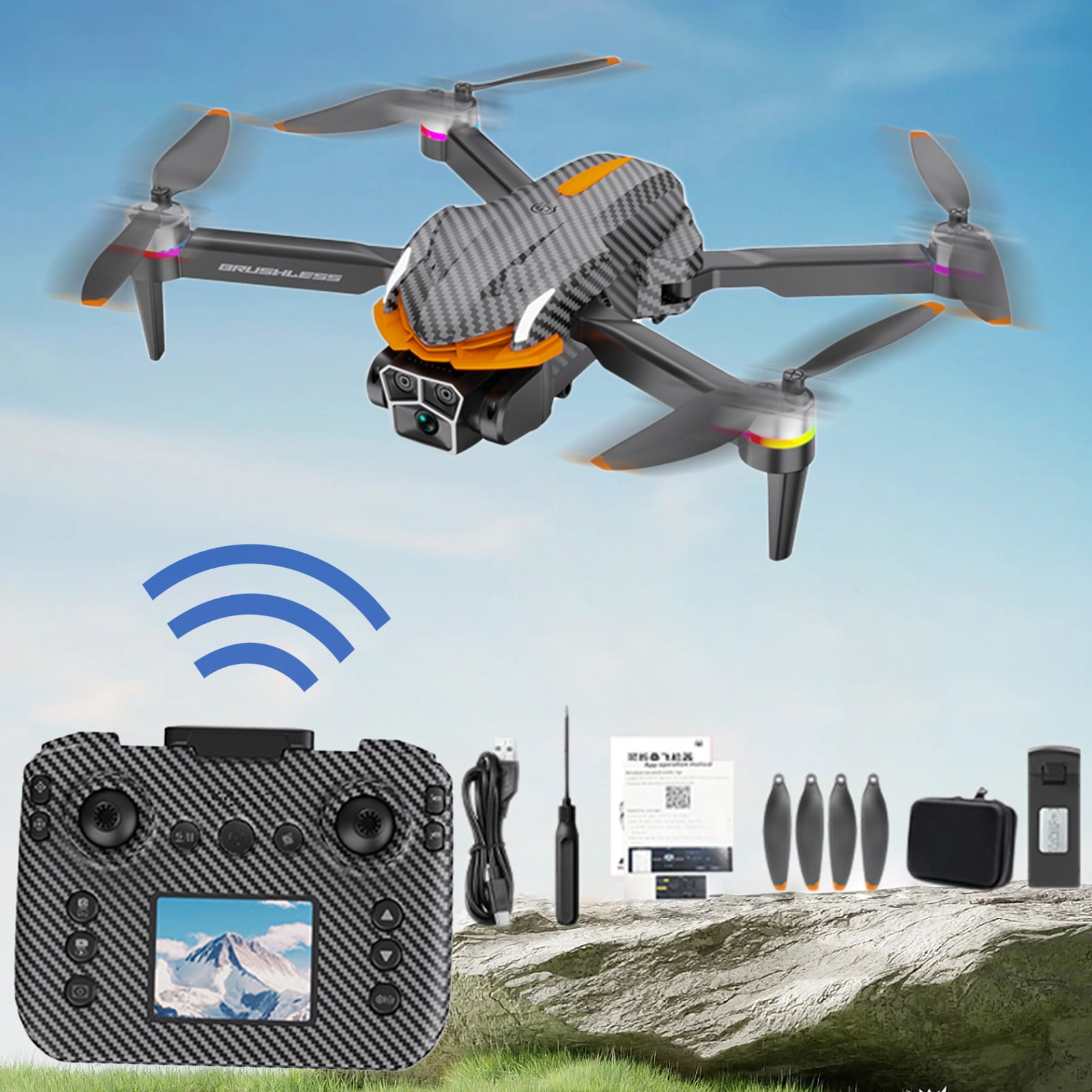 Drone for Kids, Cool Lighting With Screen Remote Control Brushless High ...