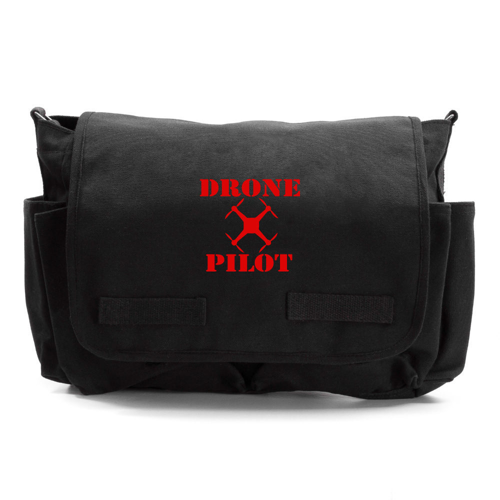 Drone Pilot Army Heavyweight Canvas Messenger Shoulder Bag in Black ...