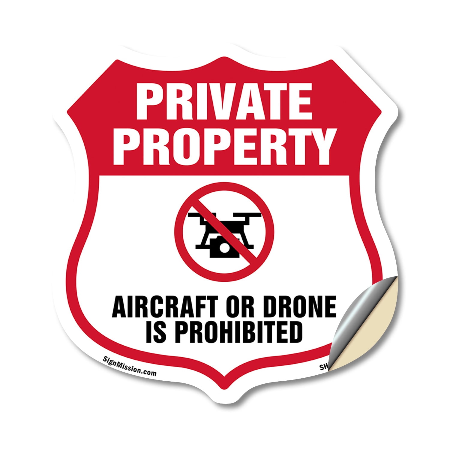 No Drone Shield Sign Aircraft Or Drone Is Prohibited 18 inch X 18 inch ...
