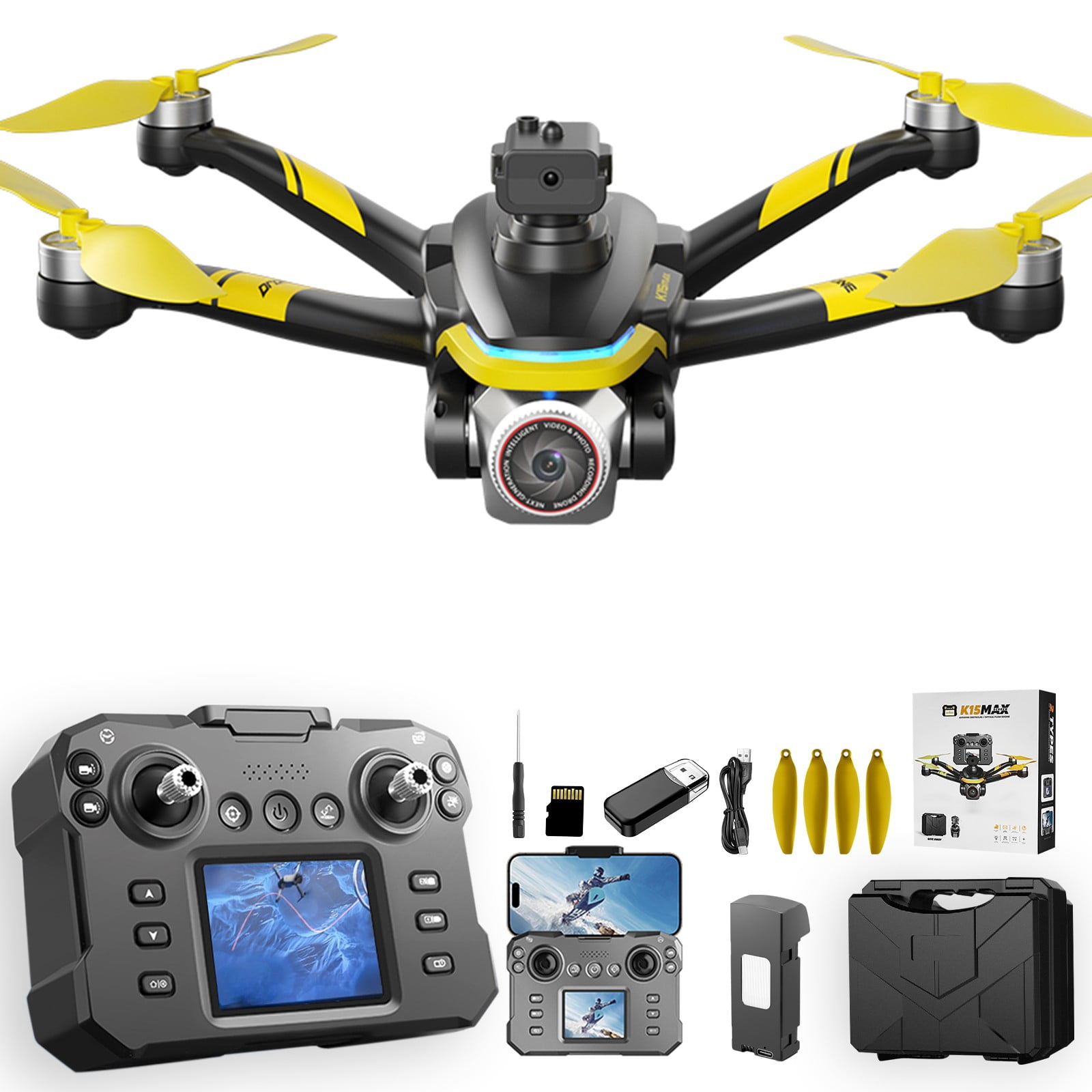 Drone With 1080P Screen Remote Control Brushless Motor And Cool Lights ...