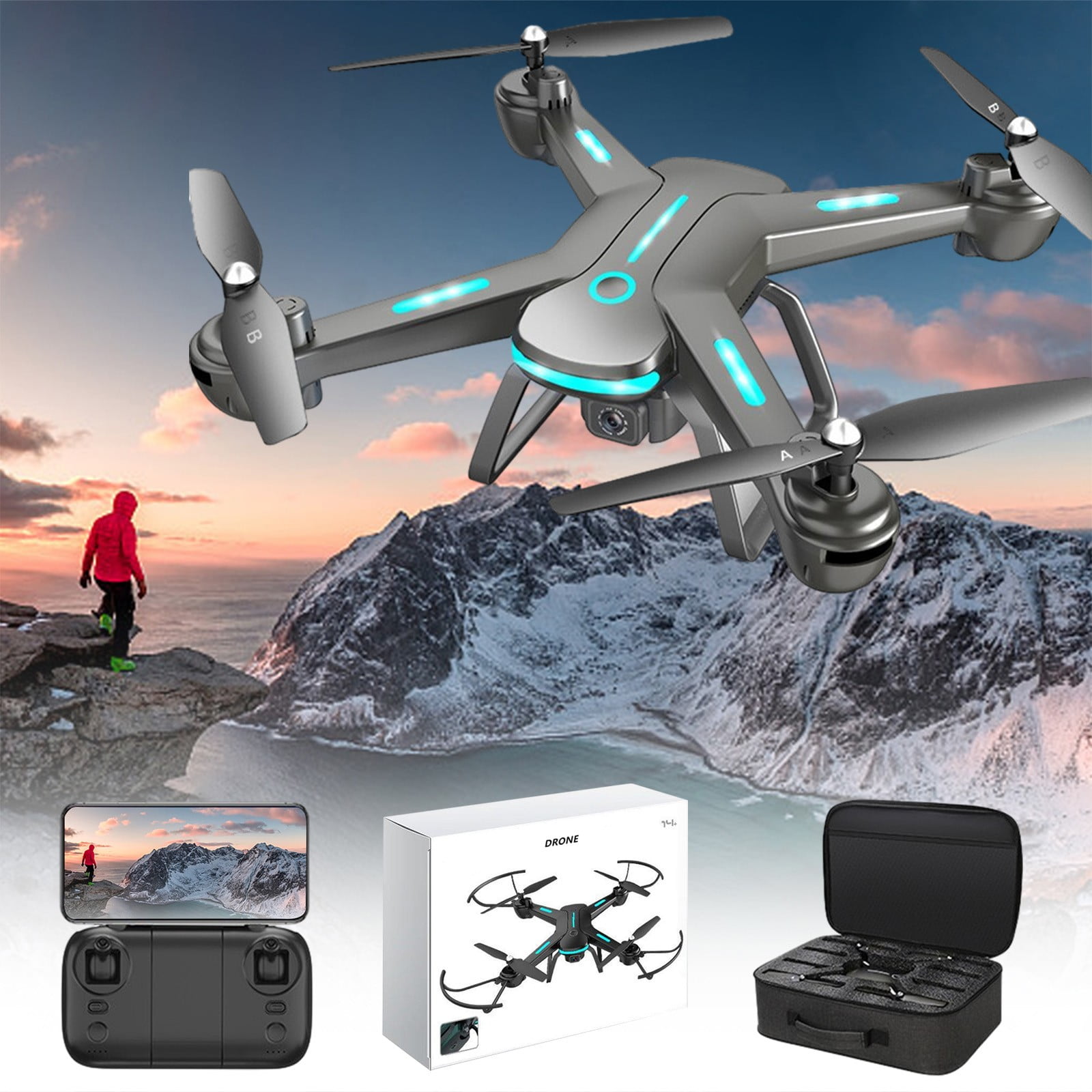 Drone With 4K Dual HD FPV Camera Optical Fl-ow Localization Remote ...