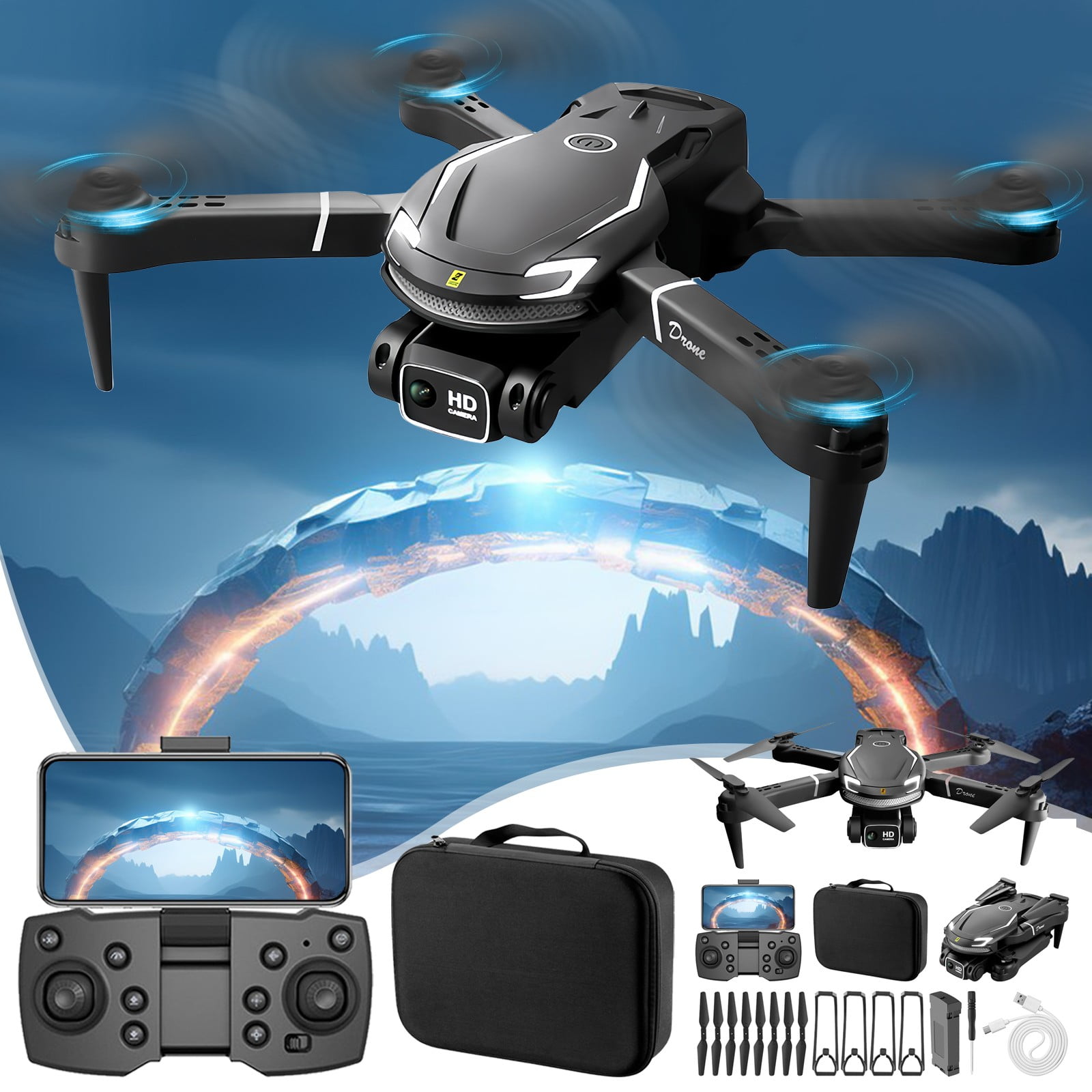 Drone With 4K Fpv Camera Remote Control Toys Gifts For Boys Girls With ...