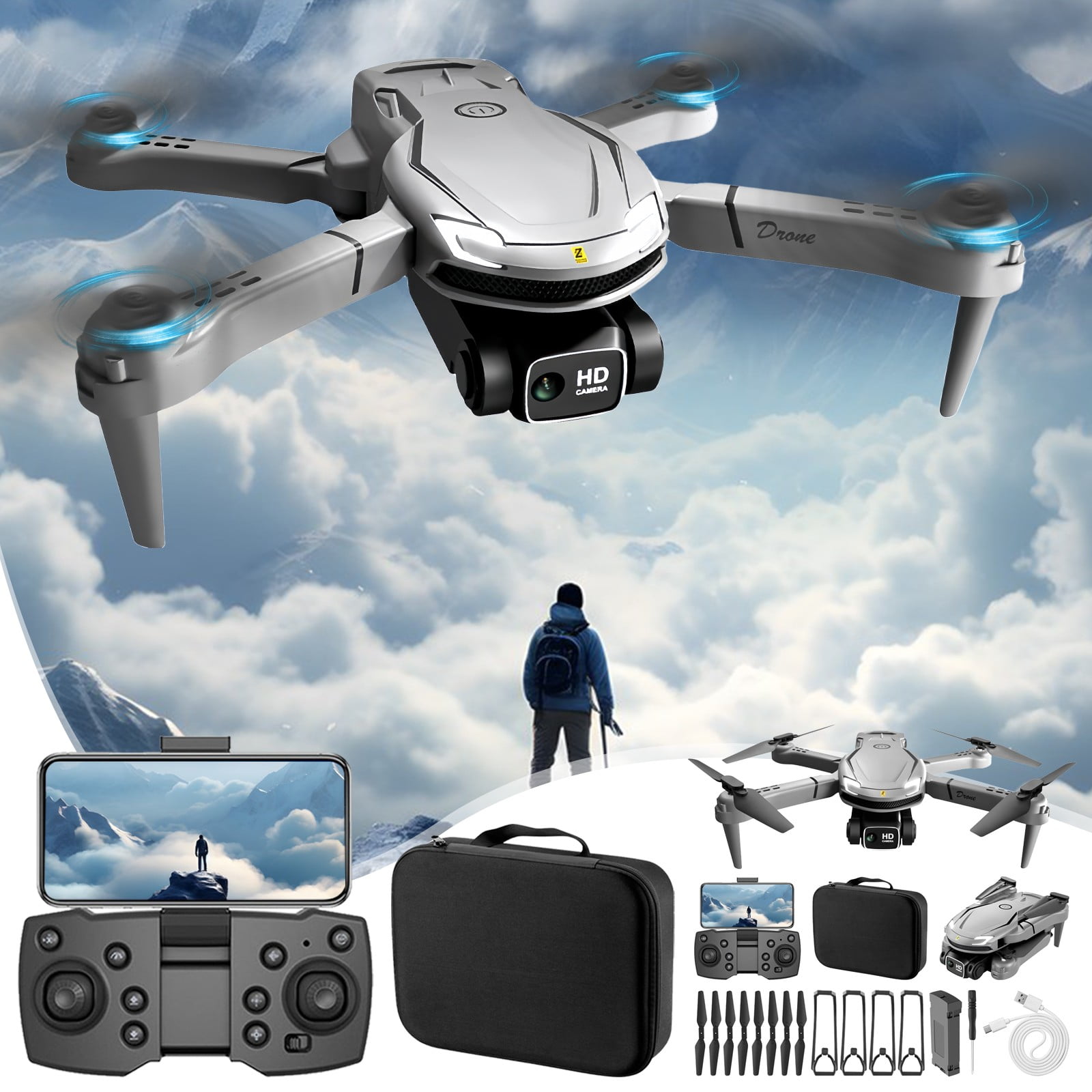 Drone With 4K Fpv Camera Remote Control Toys Gifts For Boys Girls With ...