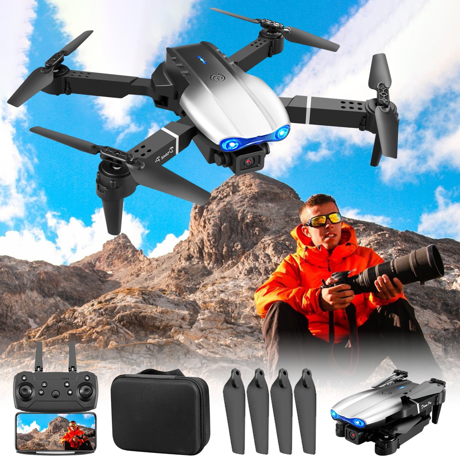 Drone With 4K HD FPV Camera Remote Control Toys Gifts For Boys Girls ...