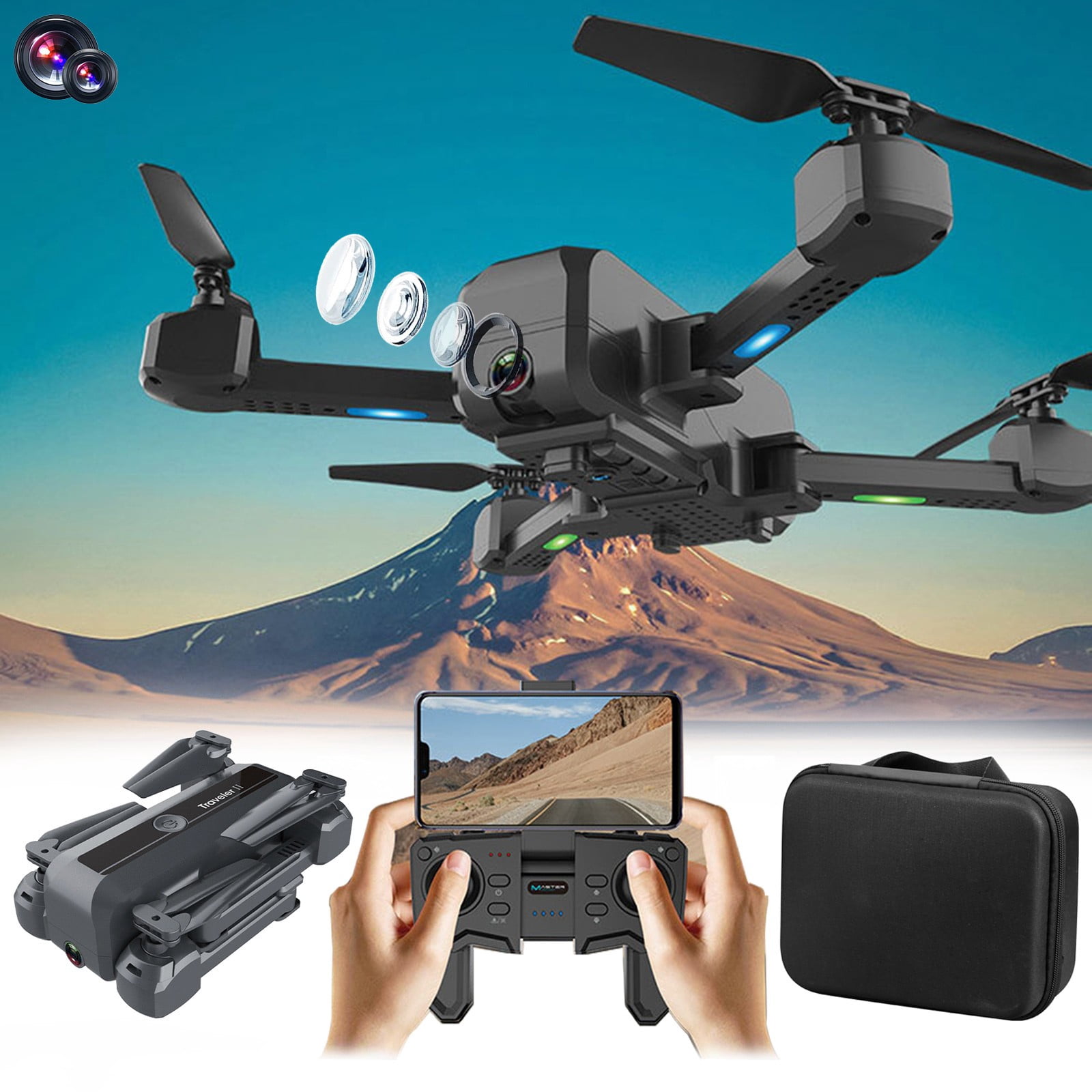 Drone With 4K HD FPV Camera Remote Control Toys Gifts For Boys Girls ...