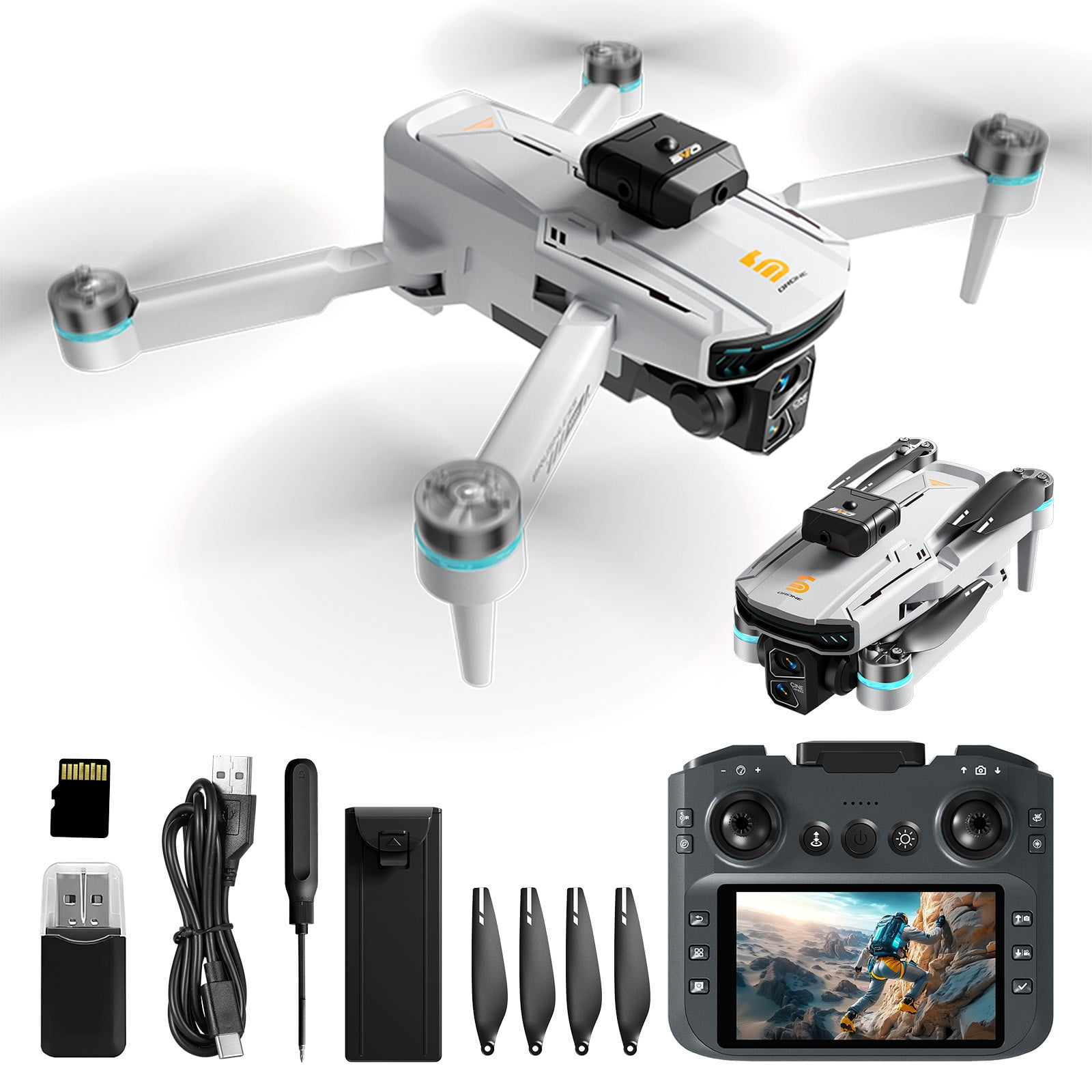 Drone with Camera, 4.3-Inch Screen Remote Control, Brushless Motor with ...
