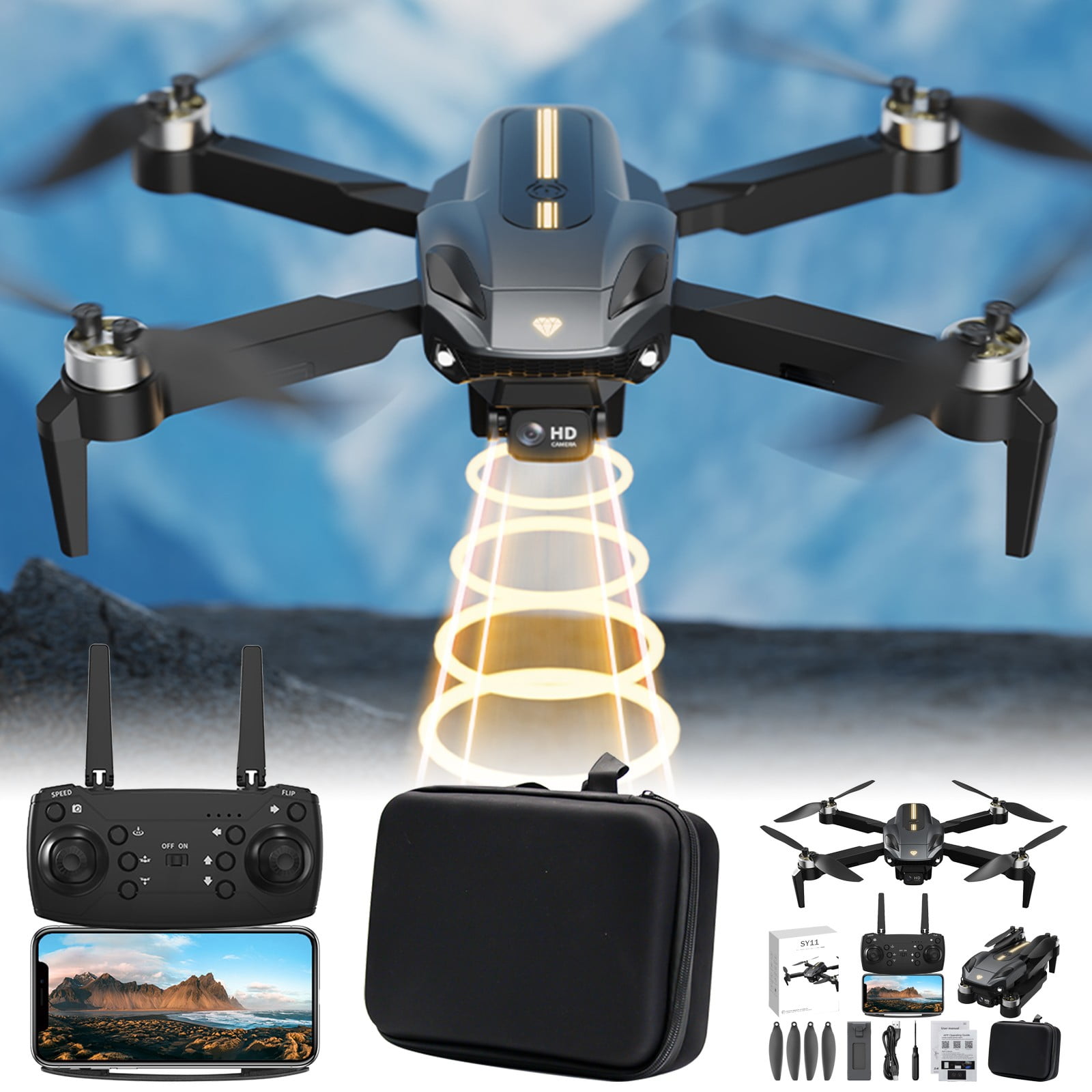 Drone with Camera, FPV Drone with HD Camera Brushless Motor Drones 2.4G ...