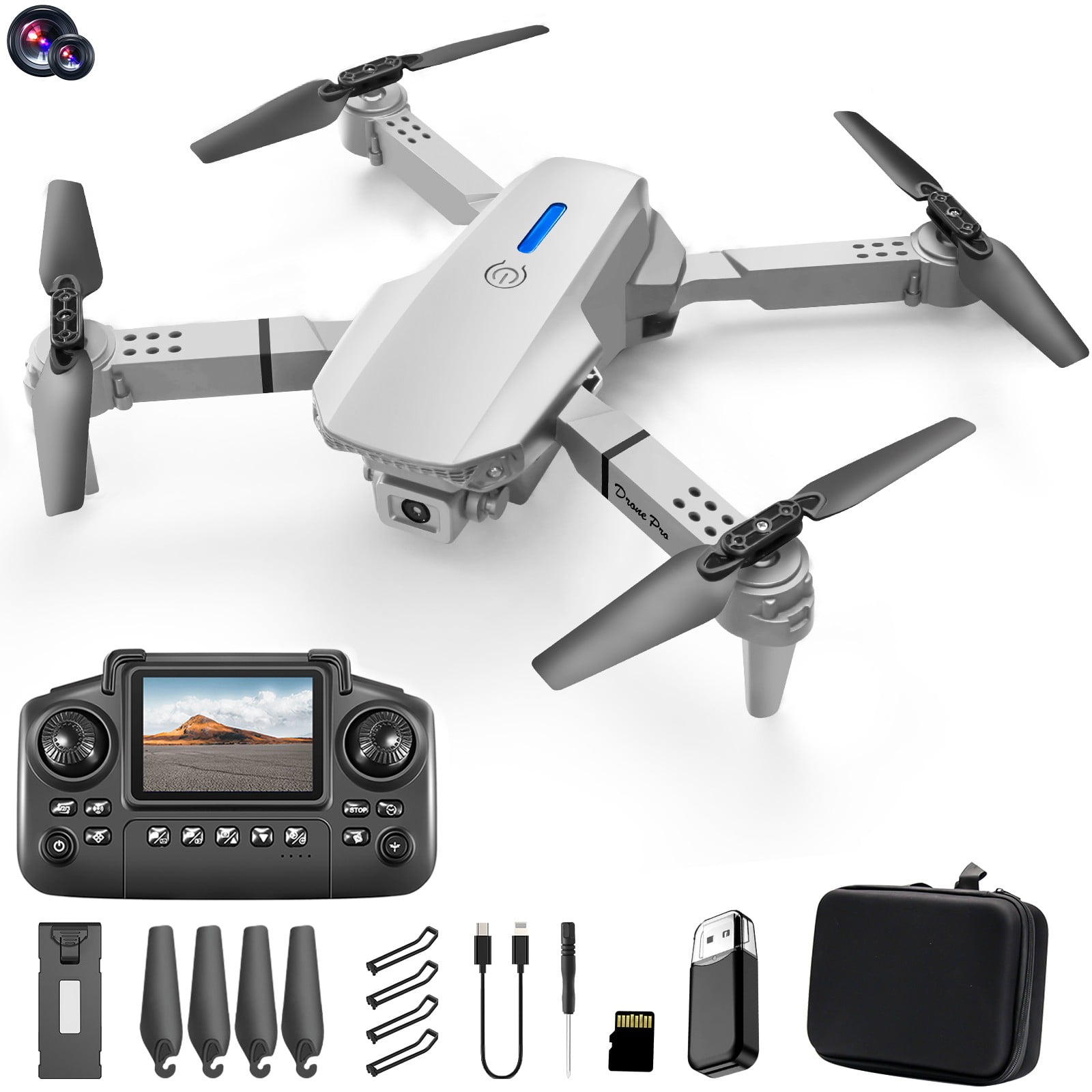 Drone with Camera, Remote Control with Screen, Dual Batteries for Long ...