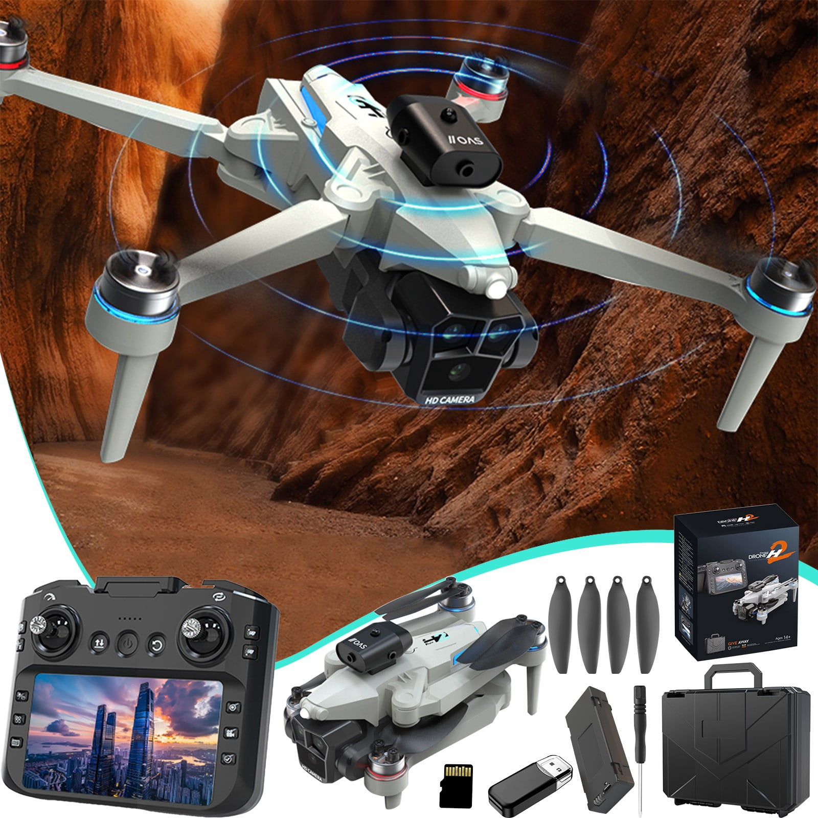 Drone with Camera for Beginners, with Screen Remote Control, Brushless ...