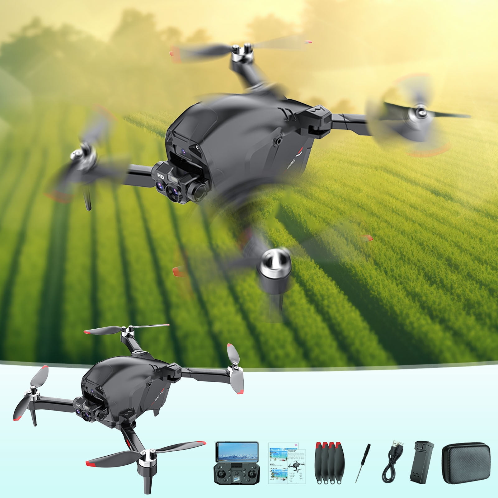 Drone with Dual Camera,Cool Brushless Quadcopter Fuselage with 4K HD ...