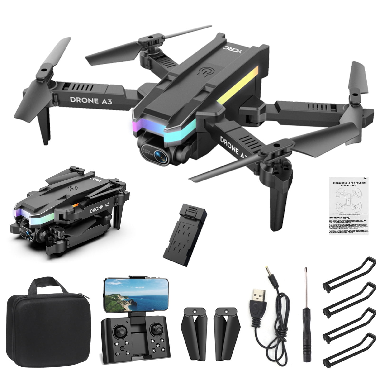 Drones with Camera for Adults 4K HD FPV, Foldable Remote Control Drone, Quadcopter Toys Gifts ...