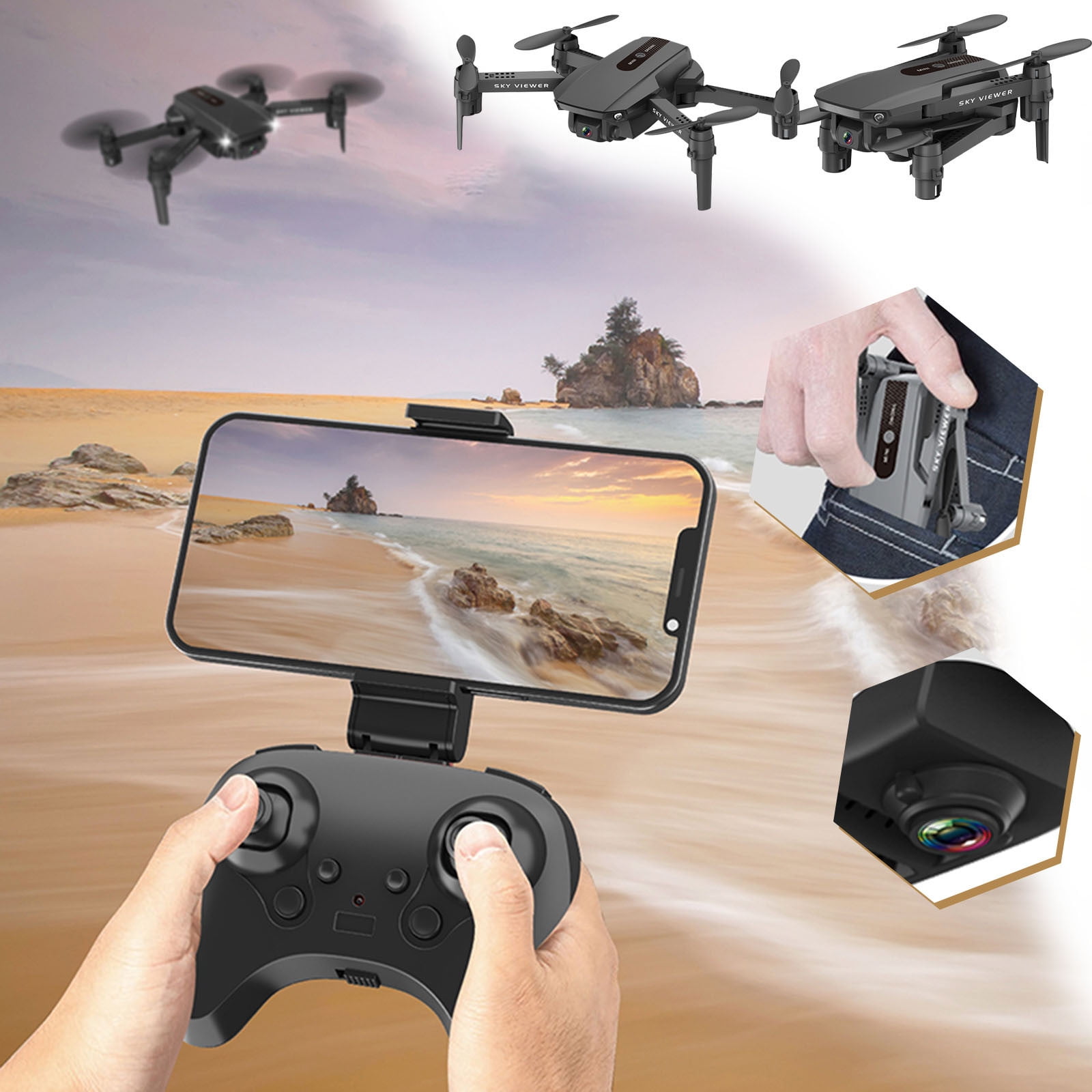 Drones with Camera for Adults 4k,CSEONE S90 Mini Folding Drone, 4K ...