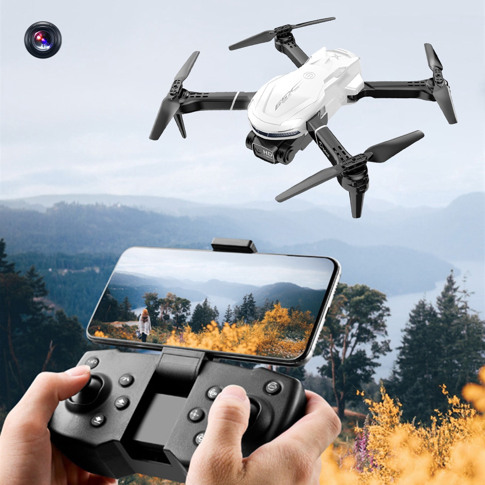 Drones with Camera for Adults Kids, Foldable RC Quadcopter, Helicopter ...