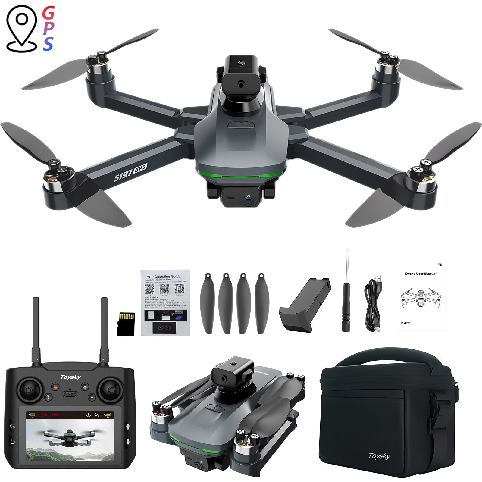 Drones with Camera, GPS Drone With 4.5 Inch Screen Remote Control ...
