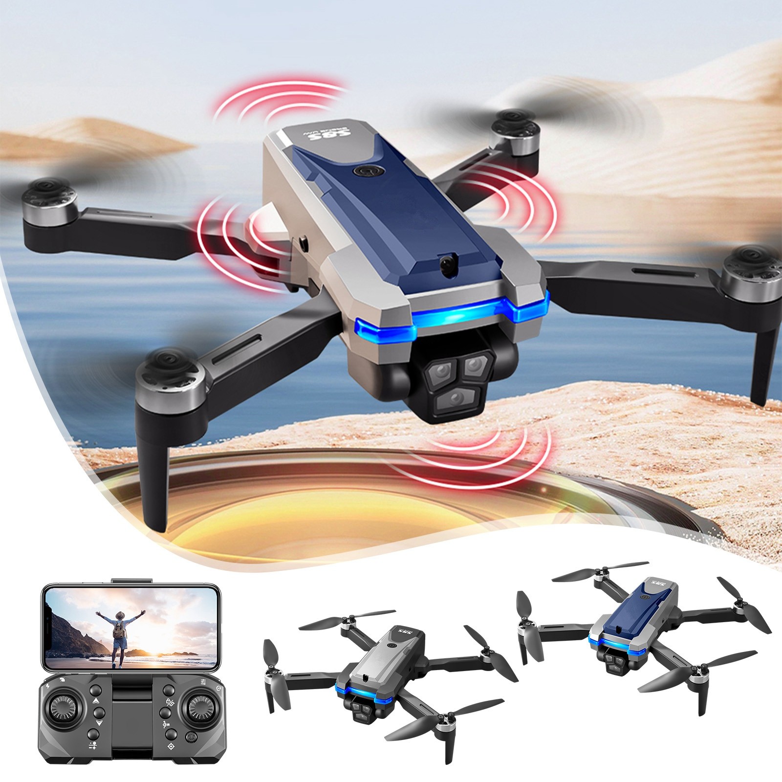 Drones With Camera for Adults 4K Brushless Motor Drones With 2 Cameras ...