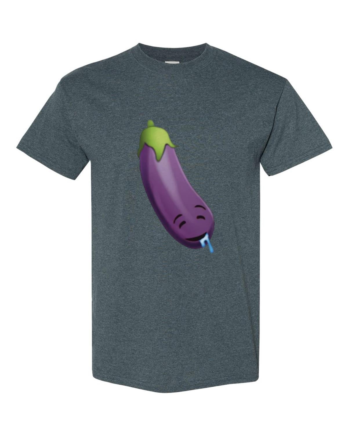 Drooling Eggplant Funny Food Emoji Humor Cute Reaction Art T-Shirt, for ...