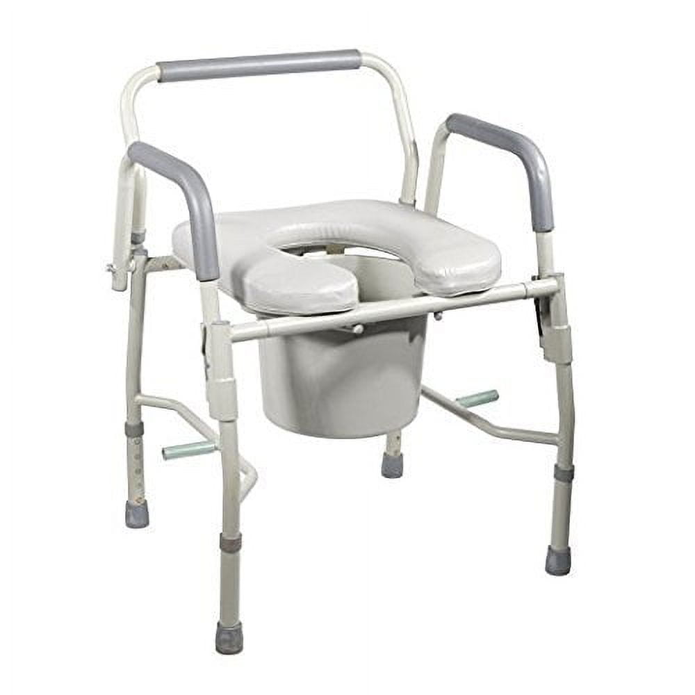 HealthLine Drop Arm Bedside Commode, Padded Seat and Arms, Adjustable ...