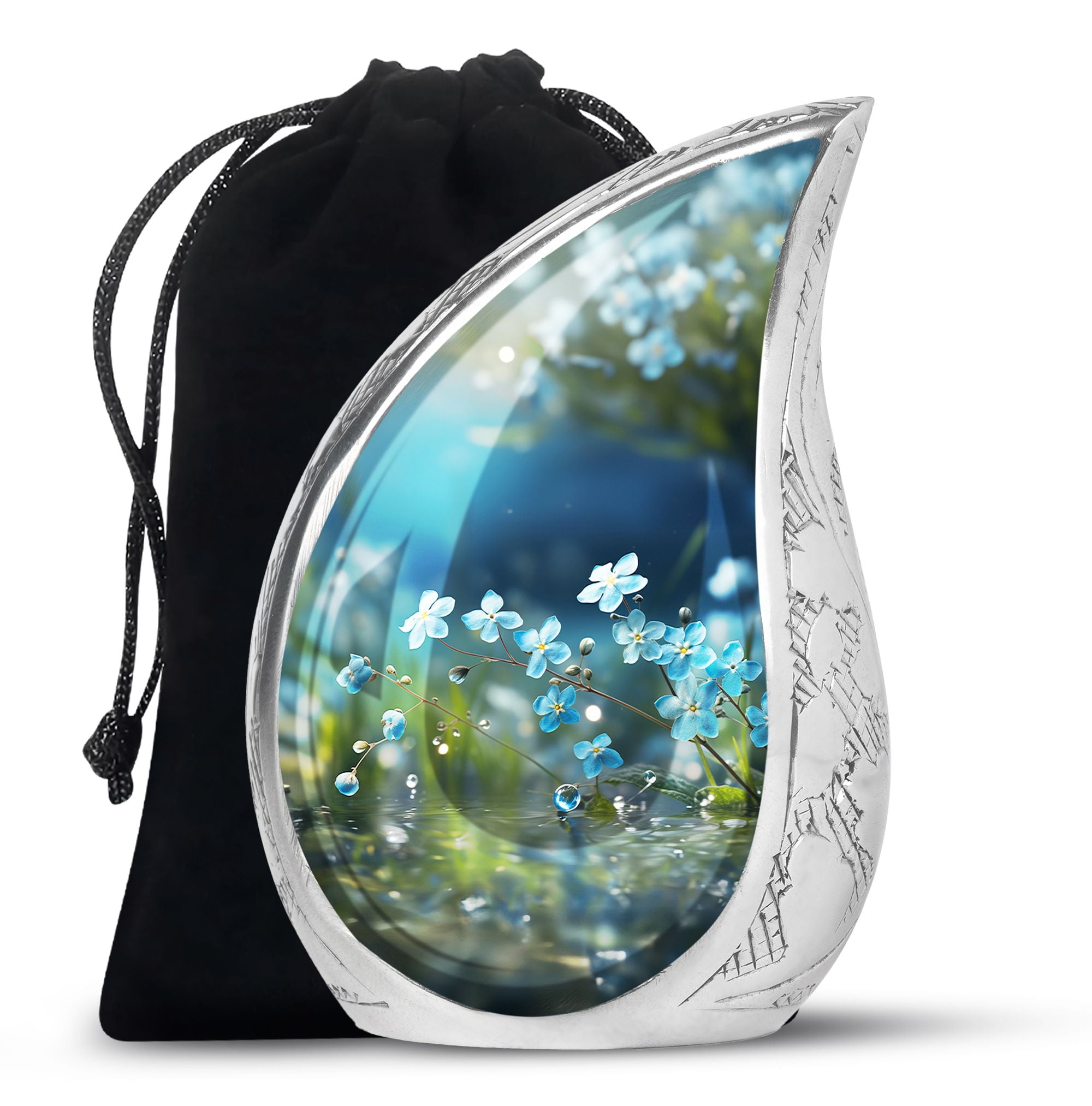 Drop Blue Flowers, Funeral Urns for Adult Ashes Women, Large Urn 10 ...