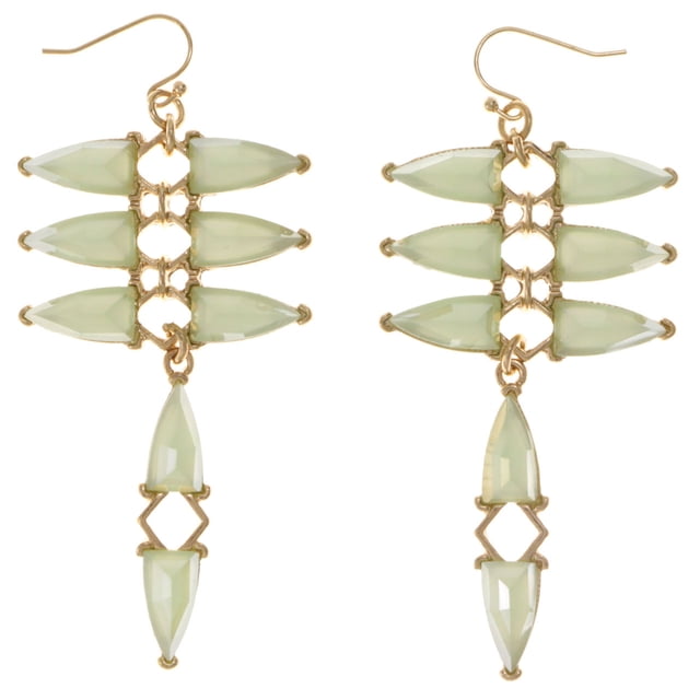 Drop Dangle Earrings With Light Green Colored Faceted Accents Gold-Tone ...
