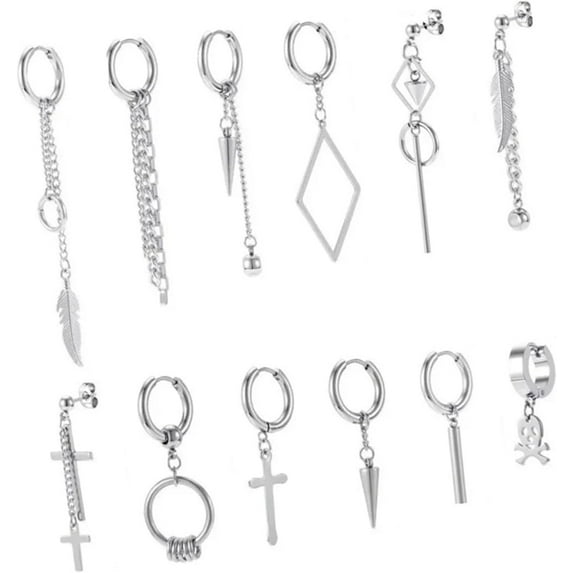 Drop Earrings Set, Stainless Steel 12PCS Metal Tassel Earrings ...