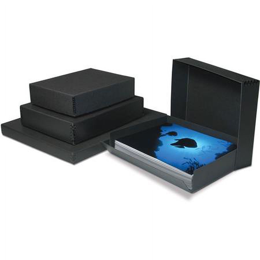 Drop-Front Metal Edge Archival Storage Box, 11.5x14.5x1.5", Black ...